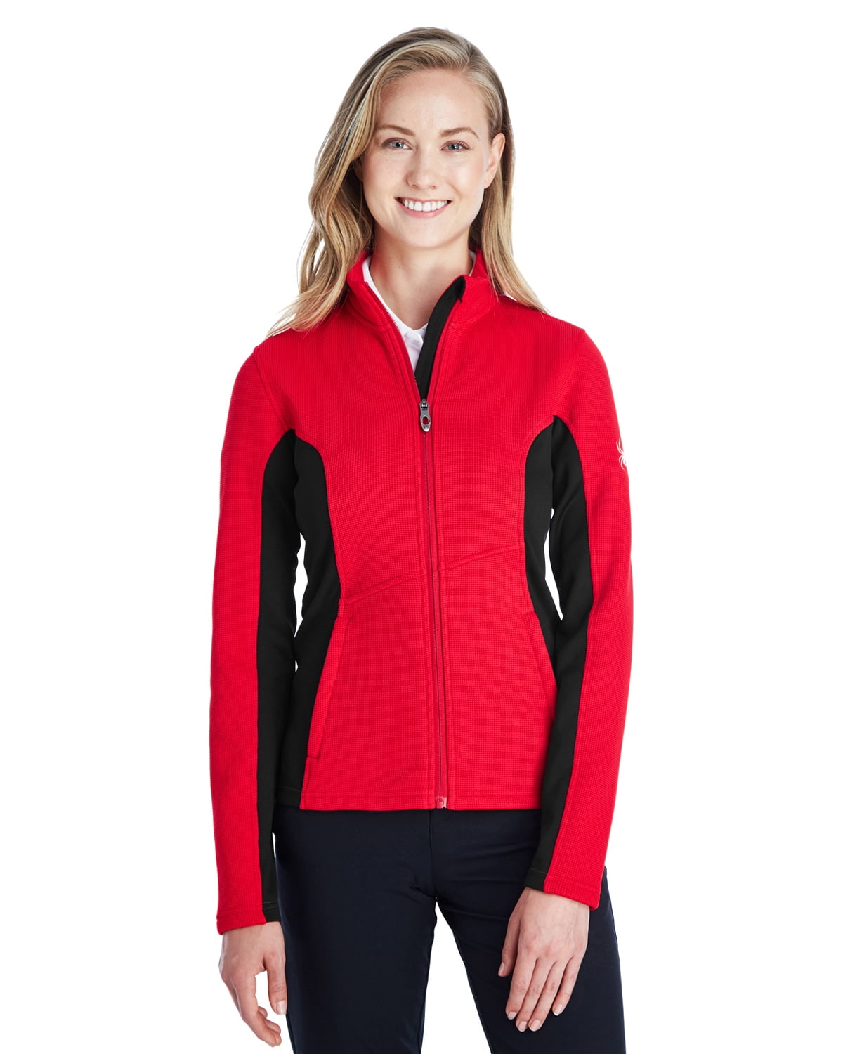 Spyder 187335 Ladies Constant Full-Zip Sweater Fleece - Red/Black/Wht ...