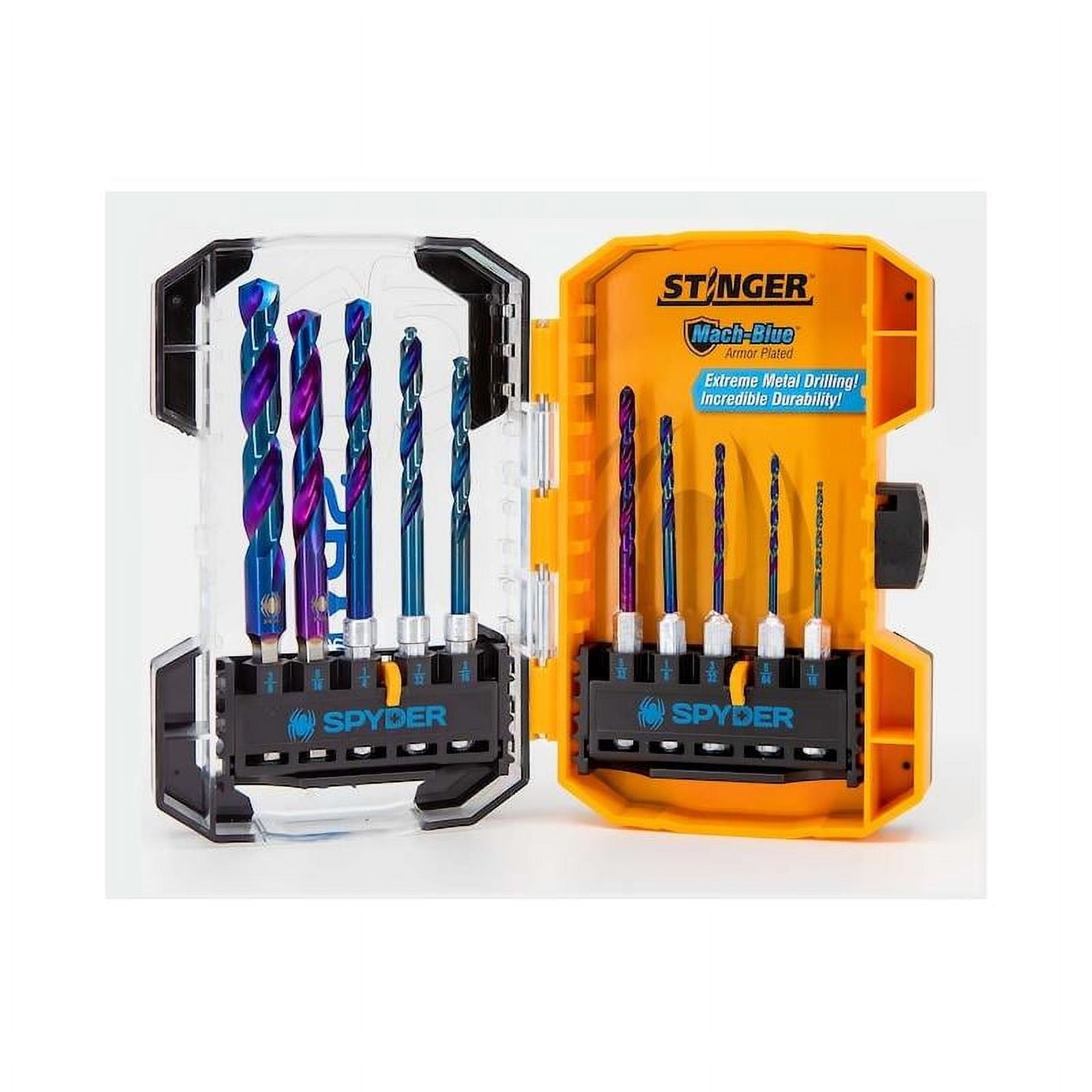 Spyder 19017 Stinger Mach-Blue Metal Drill Bit Kit, Hex Shank 10Pc Set ...
