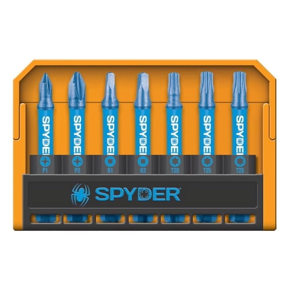 Spyder Mach-Blue® 7-Piece 2-Inch Impact Driver Bit Set (PH1, PH2, SQ1 ...
