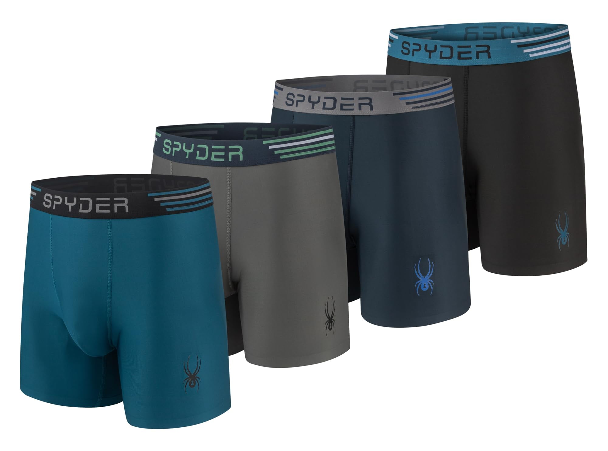Spyder Mens Boxer Briefs 4 Pack Poly Spandex Performance Boxer Briefs ...