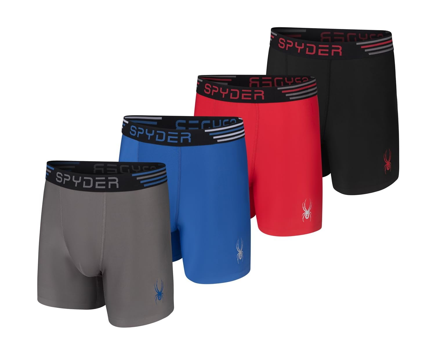 Spyder Mens Boxer Briefs 4 Pack Poly Spandex Performance Underwear ...