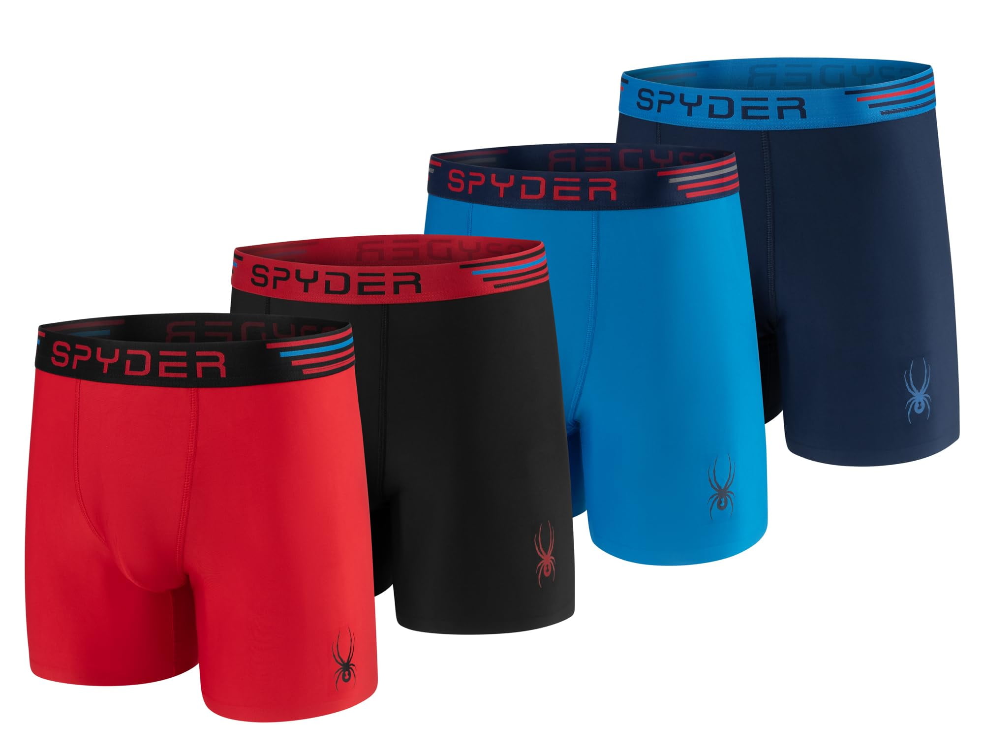 Spyder Mens Boxer Briefs 4 Pack Poly Spandex Performance Underwear ...
