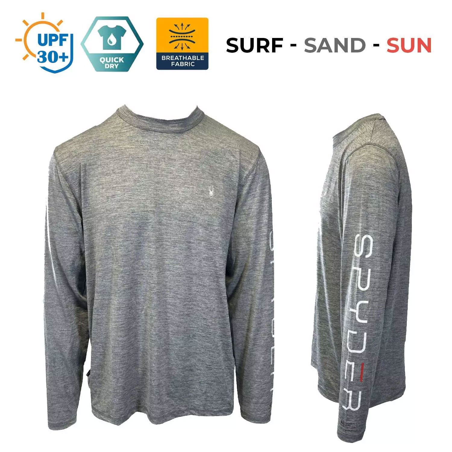 Spyder Swim Men's T-Shirt Heather Grey UPF50+ Rash Guard L/S (S02 ...