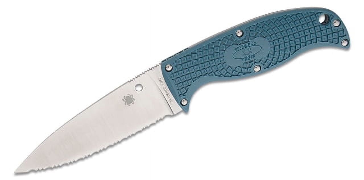 SpyderCo FB31SBL2K390 Enuff 2 3.9" Serrated Blade Blue Handle Fixed ...