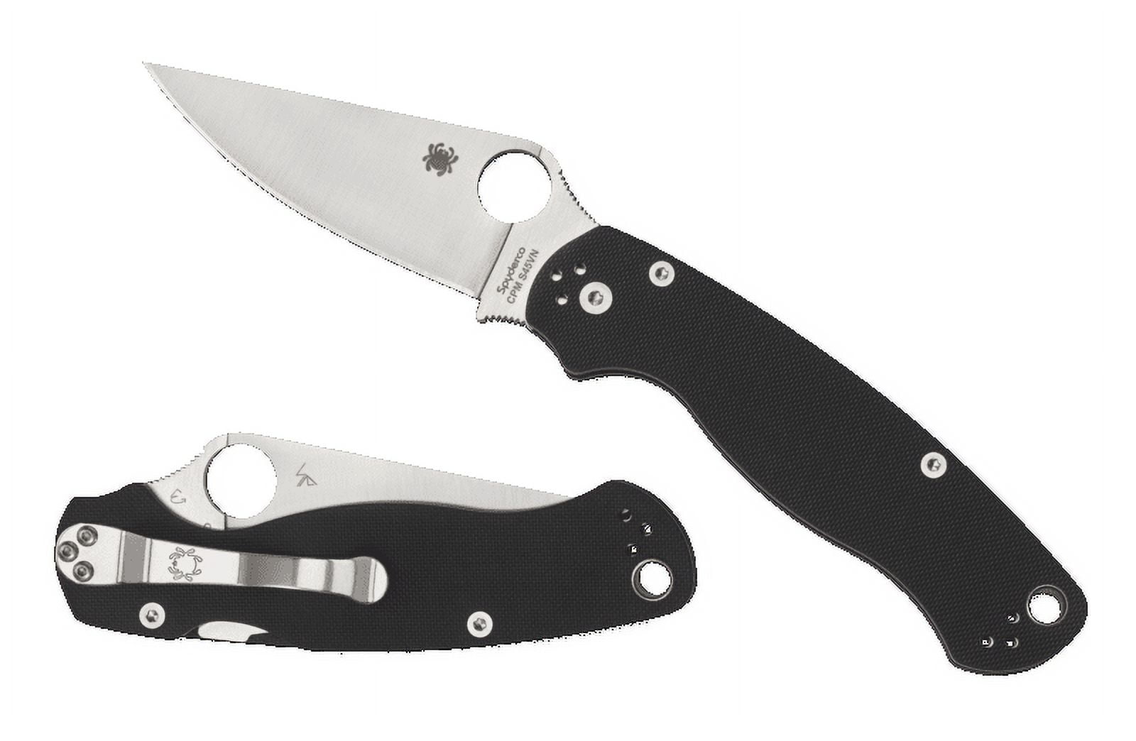 "Spyderco Para-Military2 3.4"" CPMS30V G10 Black Tactical Pocket Knife ...