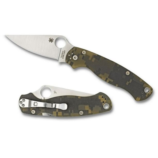 Spyderco Paramilitary 2 Folding Knife 3-7/16" S30V Satin Blade, Digital ...