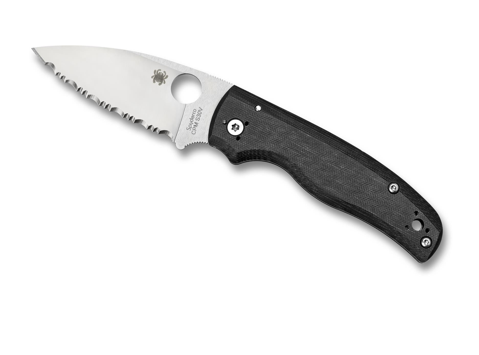 Spyderco Shaman Folding Knife 3.58" S30V Stonewashed Serrated Blade ...