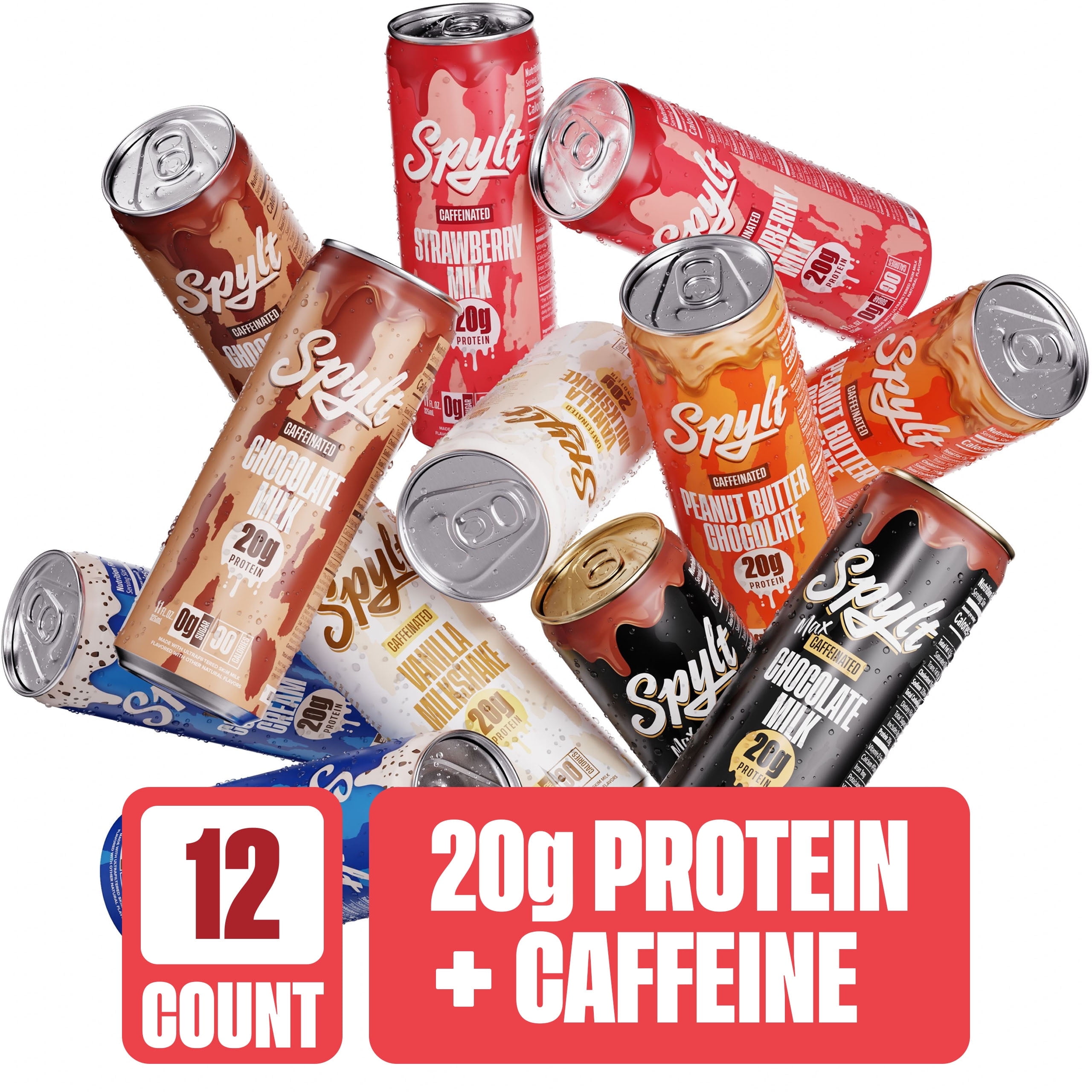 Spylt Protein Milk, 60 mg Caffeine, 20g Protein, Sugar and Lactose Free ...