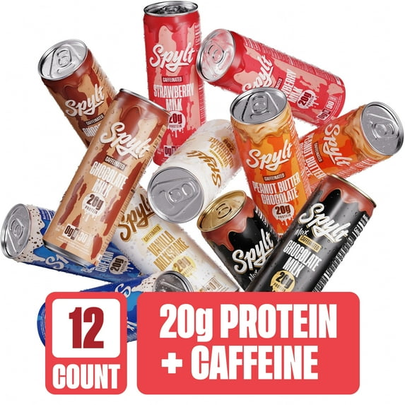 Spylt Protein Milk, 60 mg Caffeine, 20g Protein, Sugar and Lactose Free ...