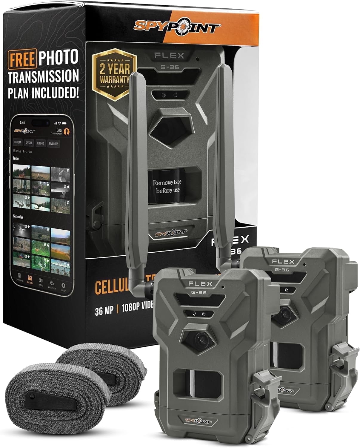 SPYPOINT FLEX-G36 Cellular Trail Cameras 2-Pack, 36MP Photos, 1080p ...