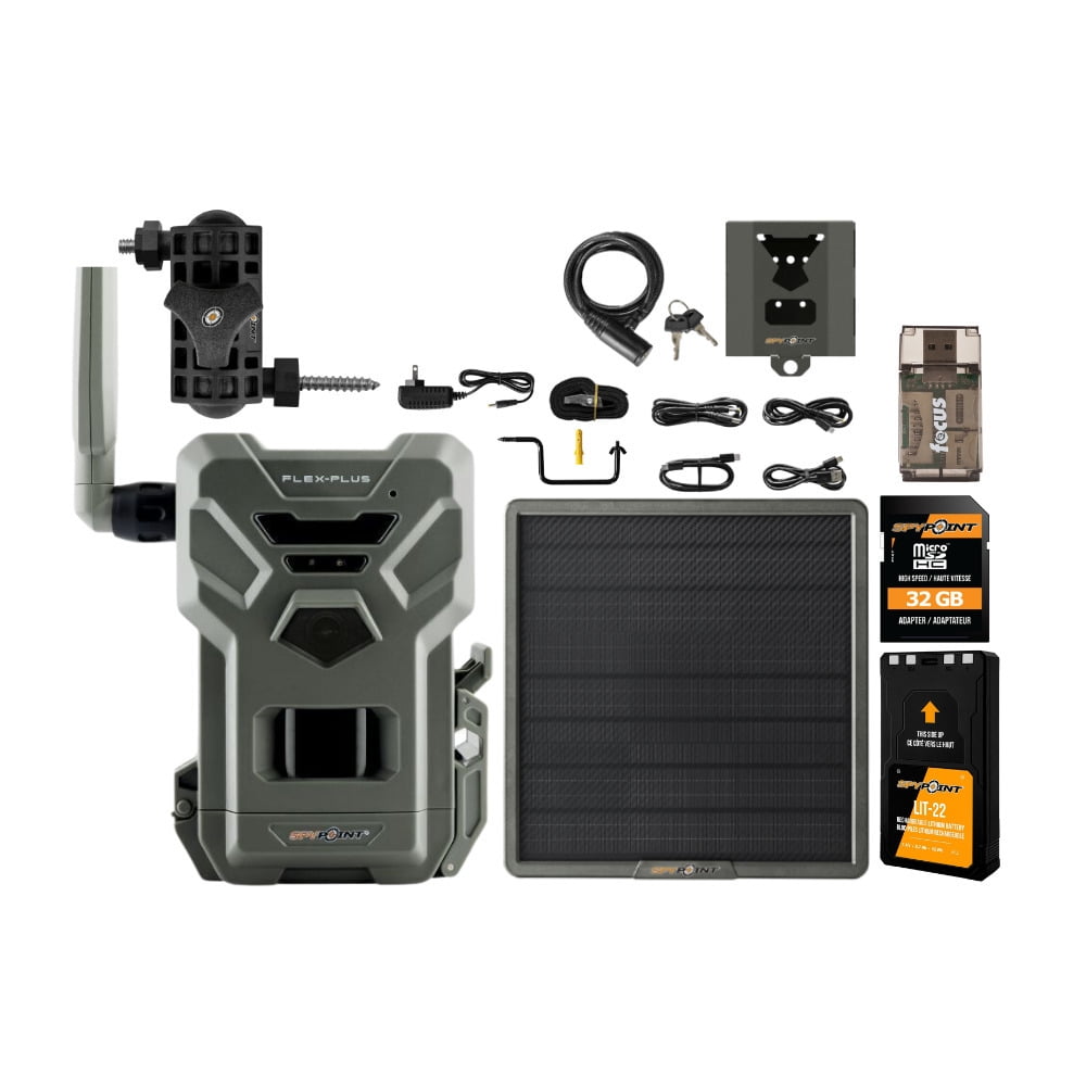 Spypoint FLEX-PLUS Cellular Trail Camera Bundle with Lithium Battery ...