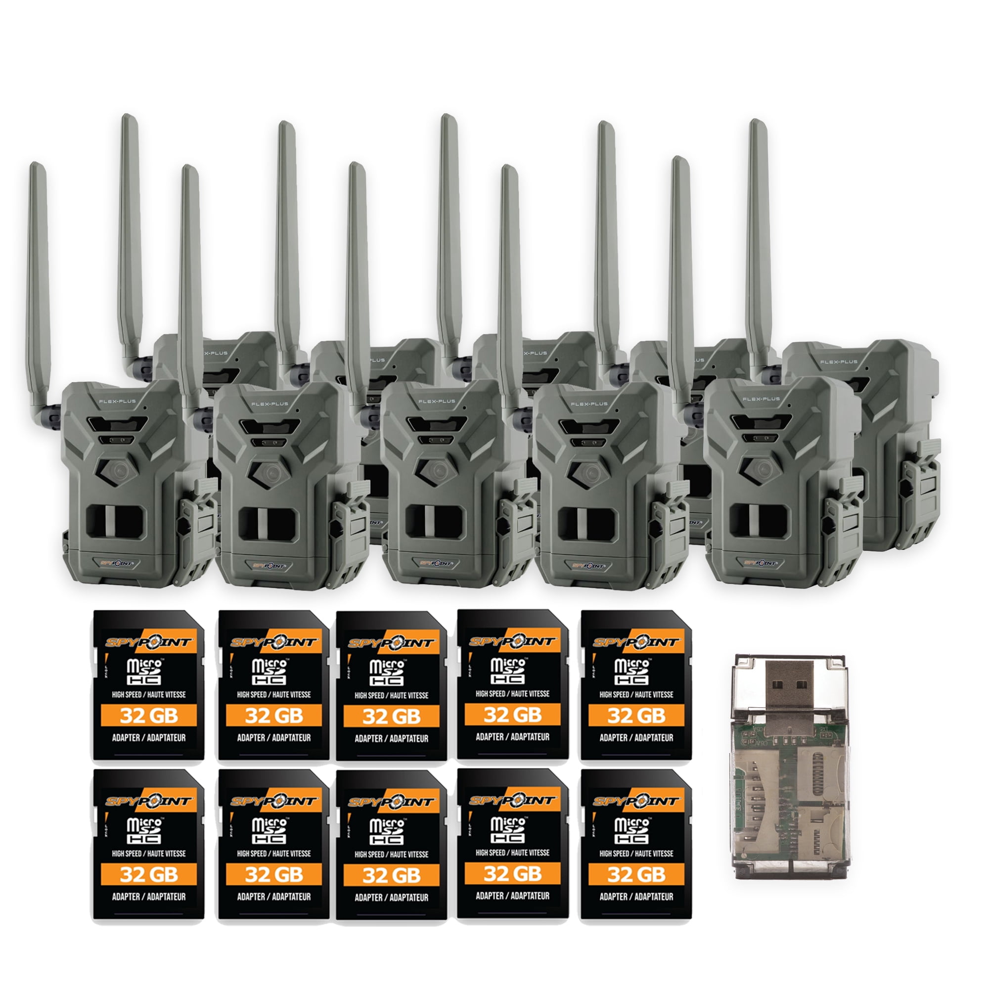 Spypoint FLEX-PLUS Cellular Trail Camera Bundle with Memory Card (10 ...