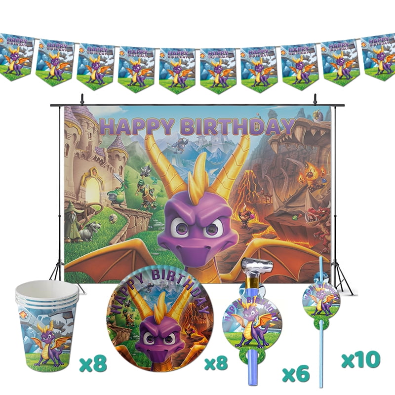 Spyro Birthday Party Decorations Game Theme Supplys Banner Cups Plates ...
