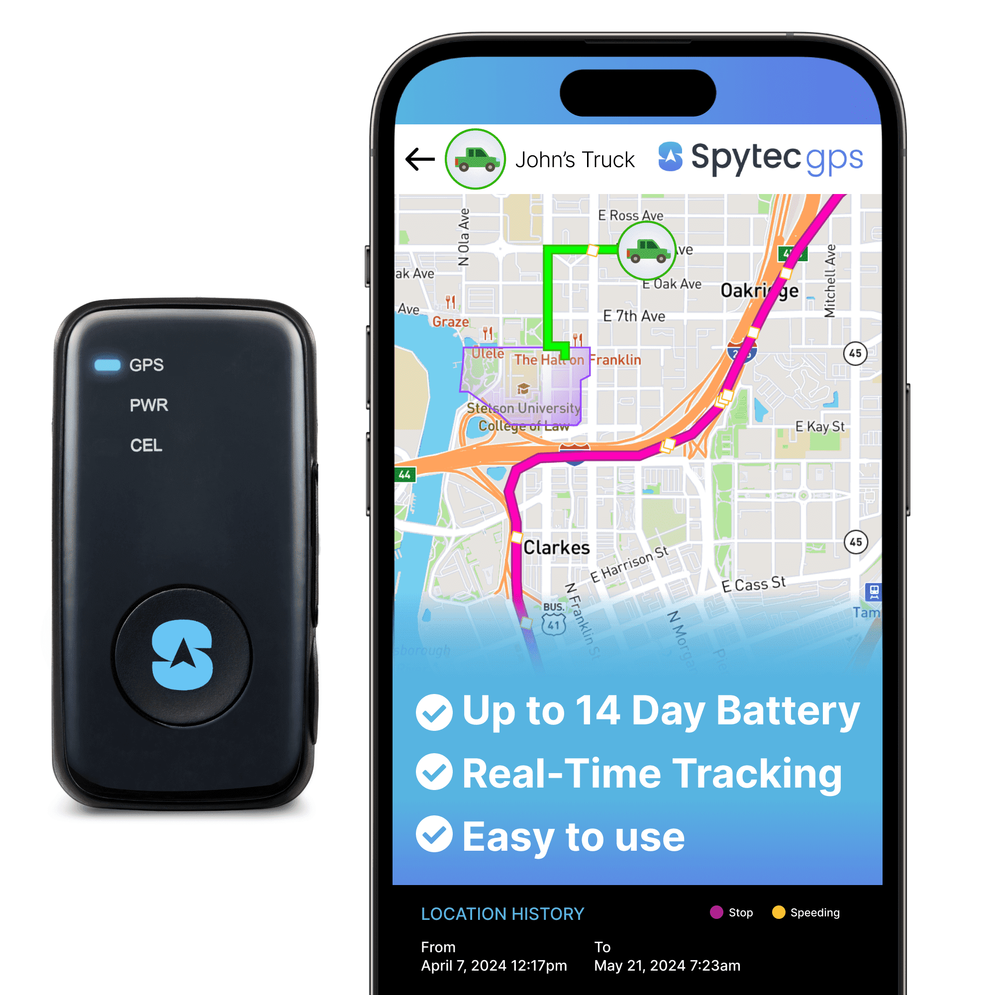 Spytec Mini GPS Smart Tracker for Vehicles, Cars, Trucks, Up to 14 Day ...