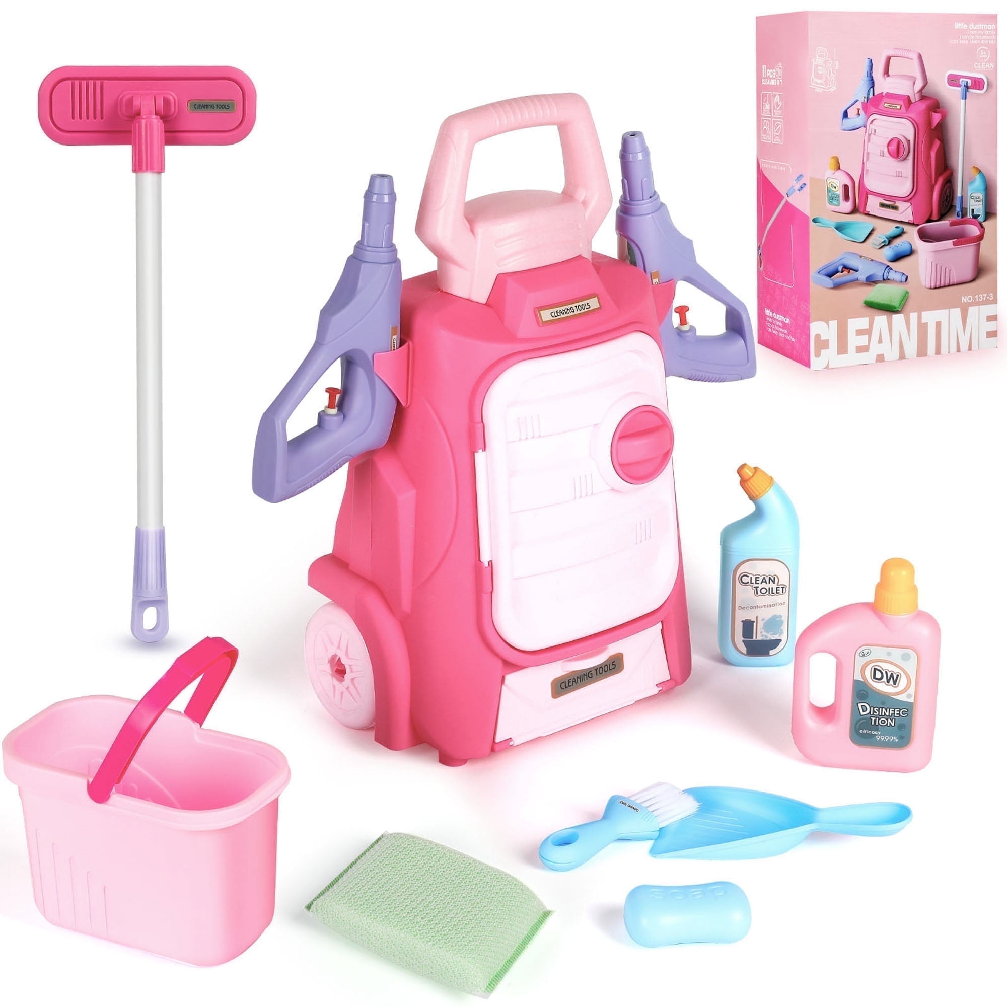 Sqnox Kids Cleaning Toy Set for 1-3 Toddlers, 11 Pcs Girls Pretend Home ...