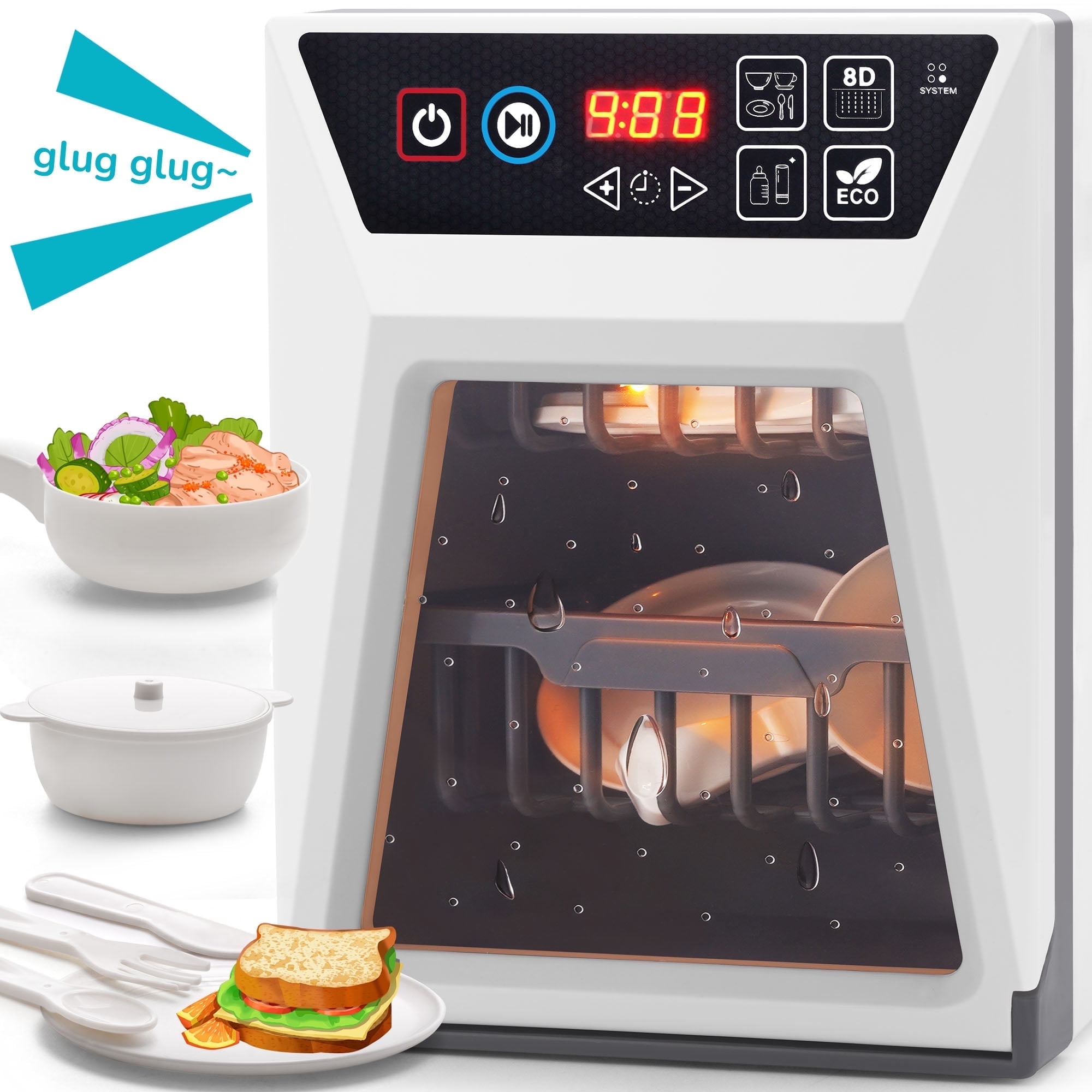 Sqnox Play Kitchen, Dishwasher Kids Kitchen Appliance Set Pretend Play ...