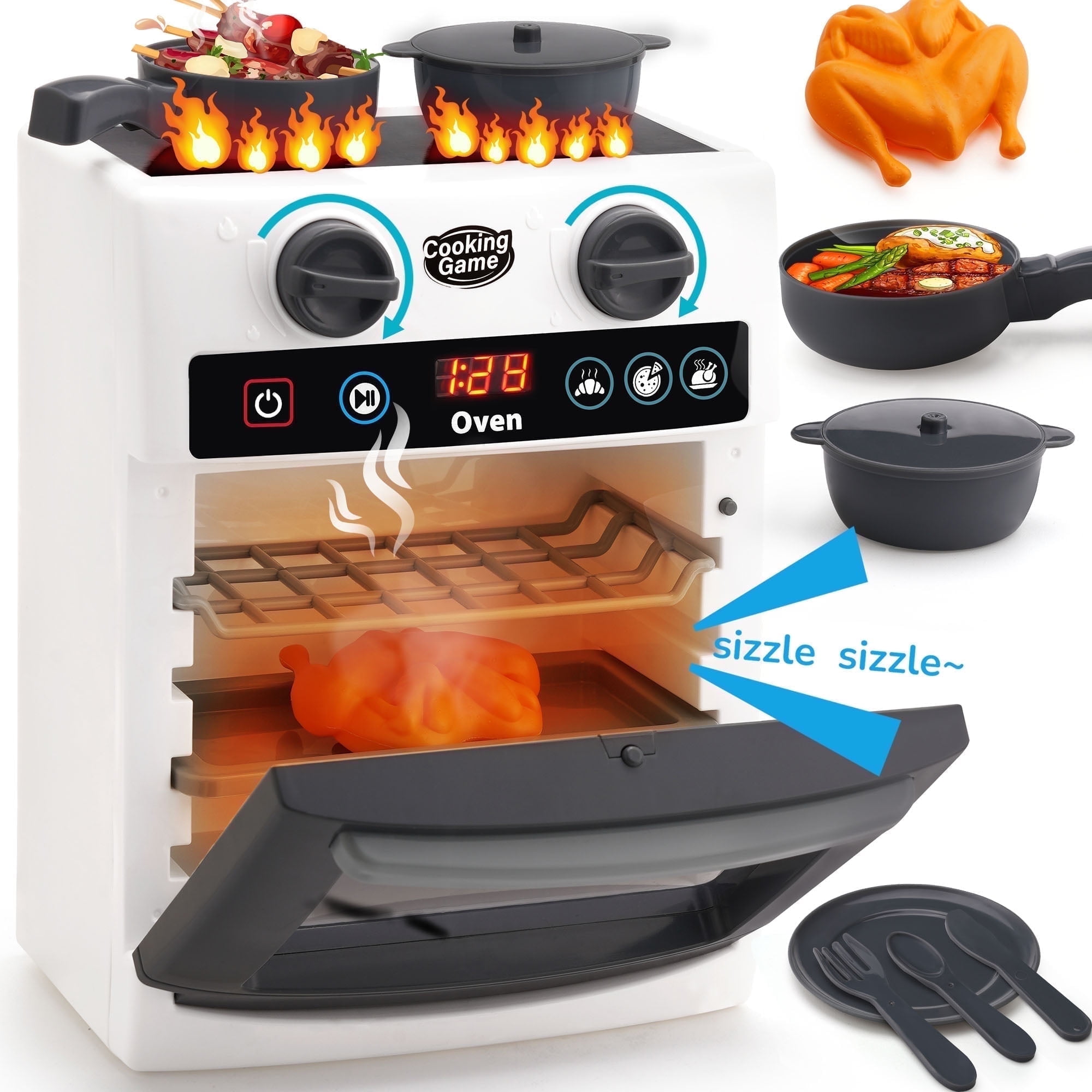 Sqnox Kids Oven Playset, Pretend Kitchen Appliance Toy for Toddler 2 ...
