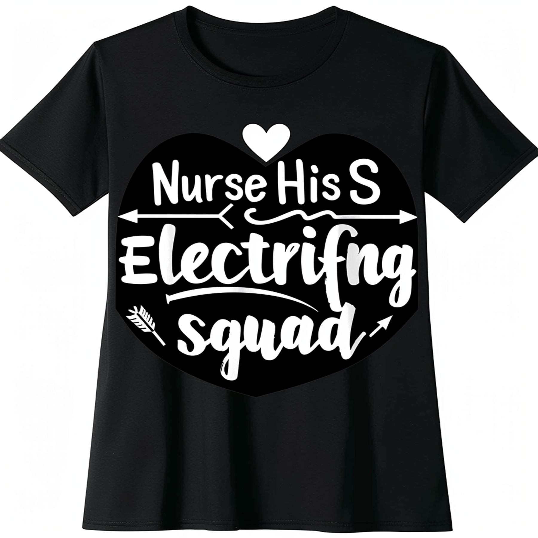 Squad: Electrifying Heart Arrow Black T Shirt Minimalist Design ...