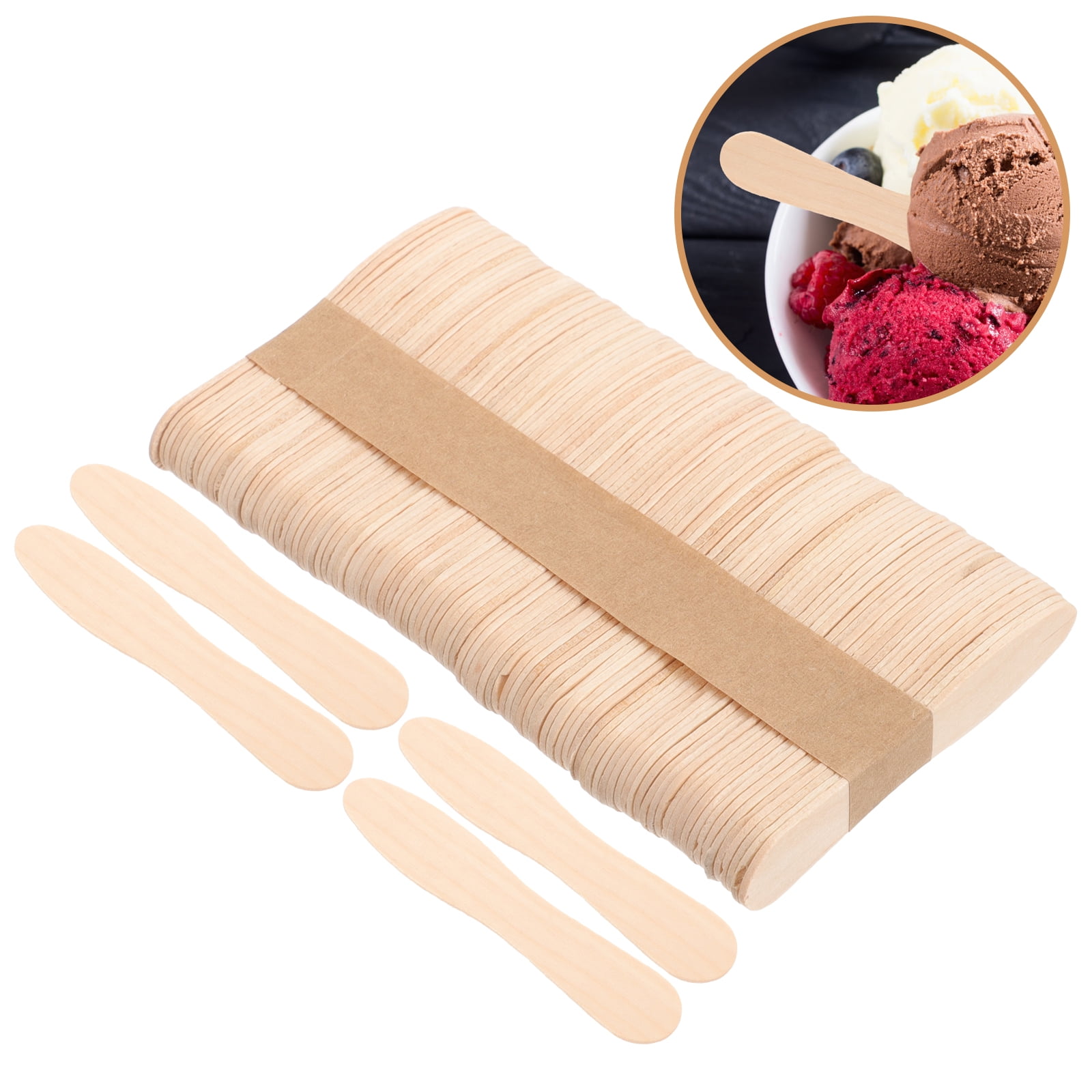 Squalise 100pcs Wooden Ice Cream Spoons Wood Taster Spoons Popsicle Paddles Spoon - Walmart.com