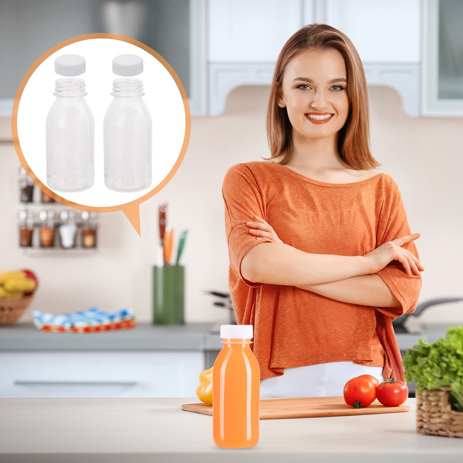 Squalise 10pcs 300ml Juice Storage Bottles Milk Bottles Transparent ...