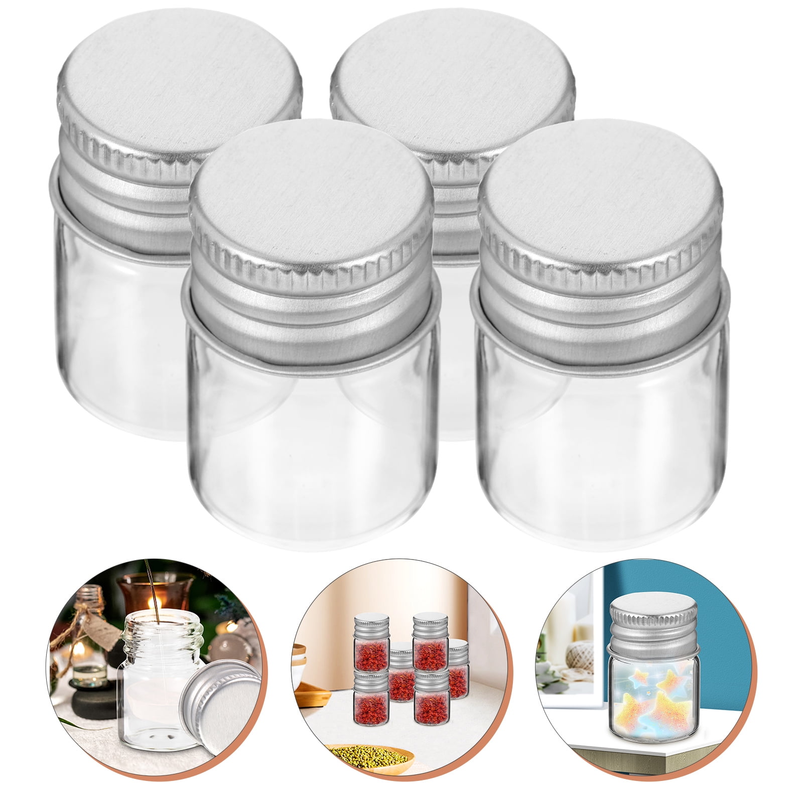 Squalise 12PCS Transparent Glass Storage Bottles Sealed Food Can Jar ...