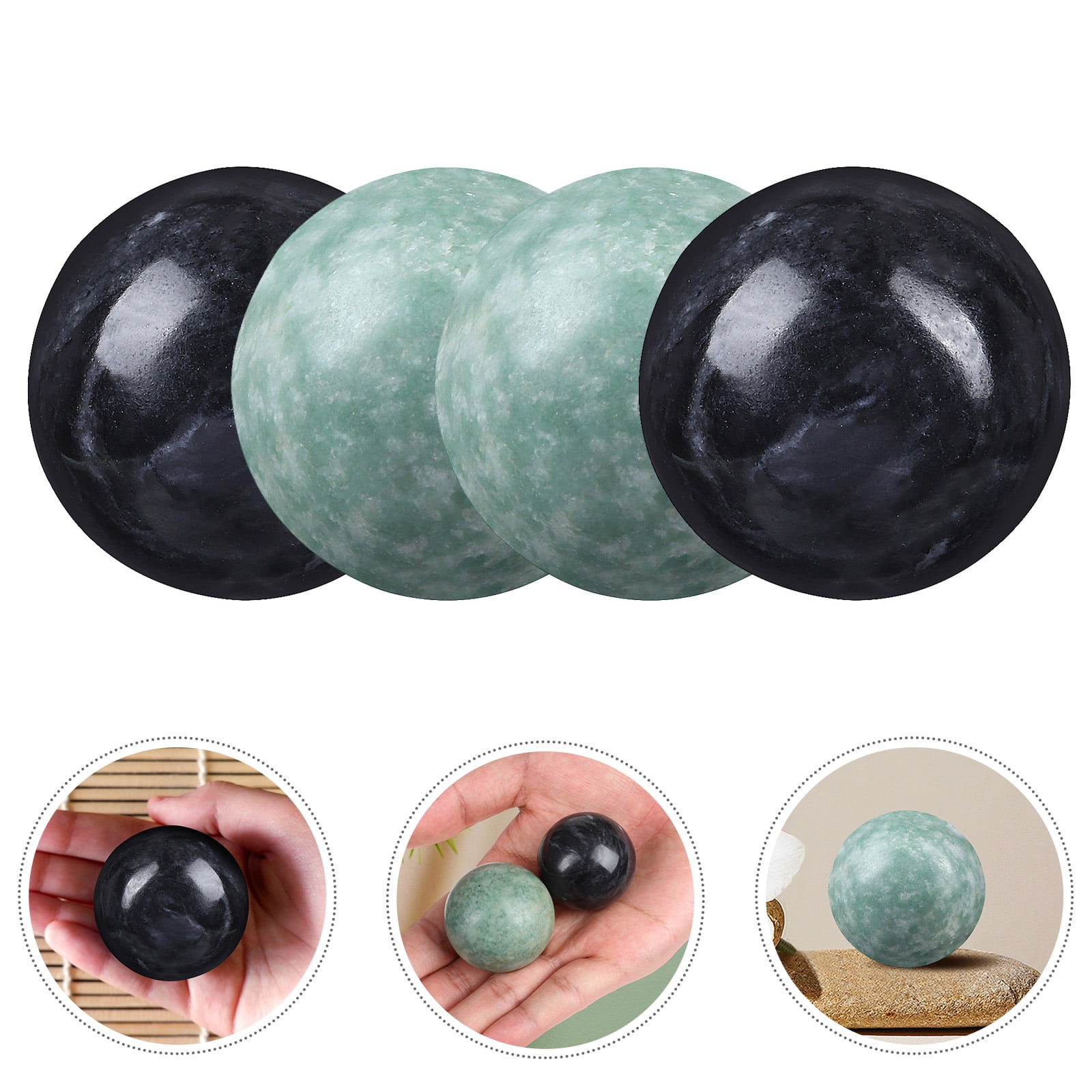 Squalise 2 Sets Marble Handballs Hand Exercise Massage Balls Round Hand ...