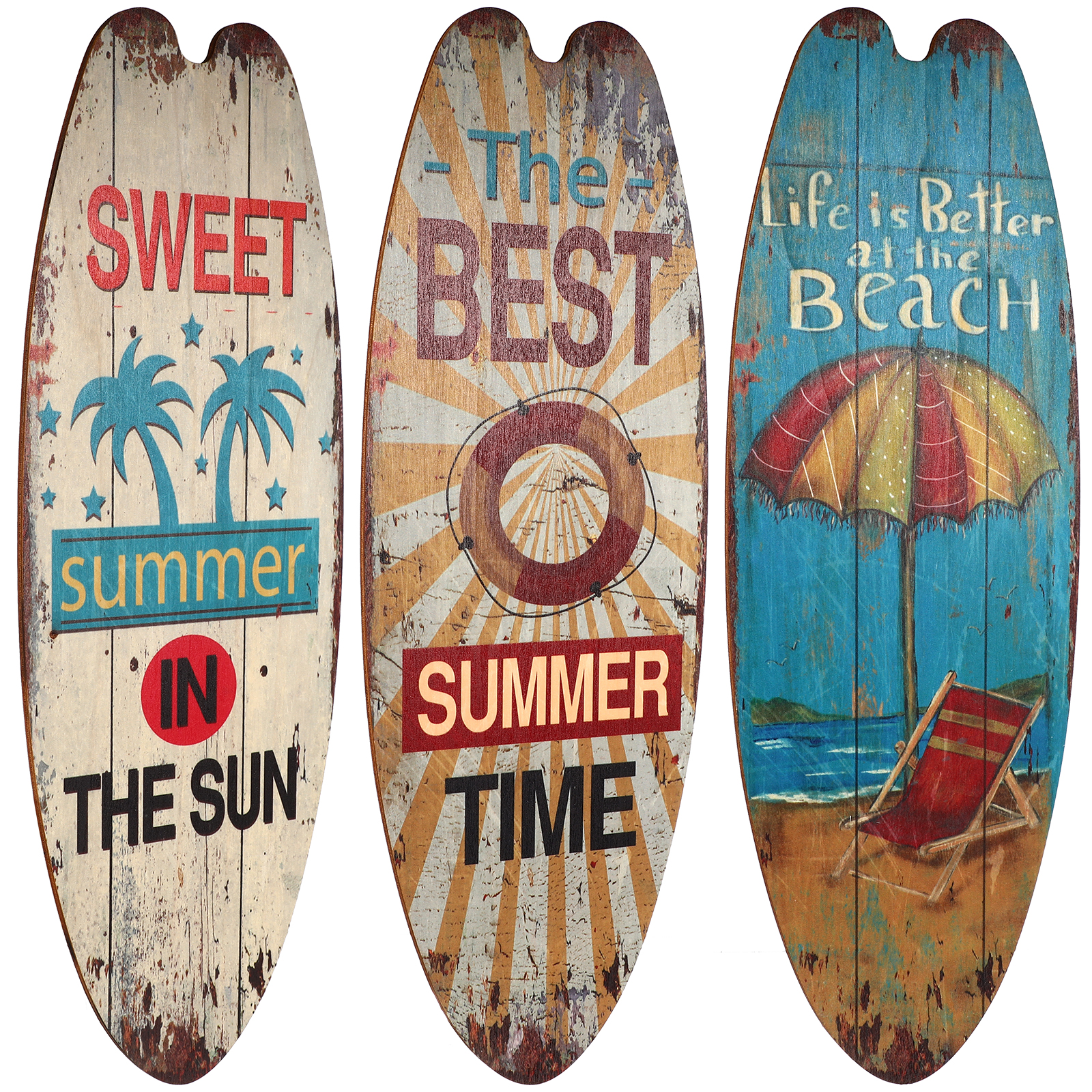 Squalise 3Pcs Hanging Surfboard Plaques Wooden Surfboard Signs Wall ...