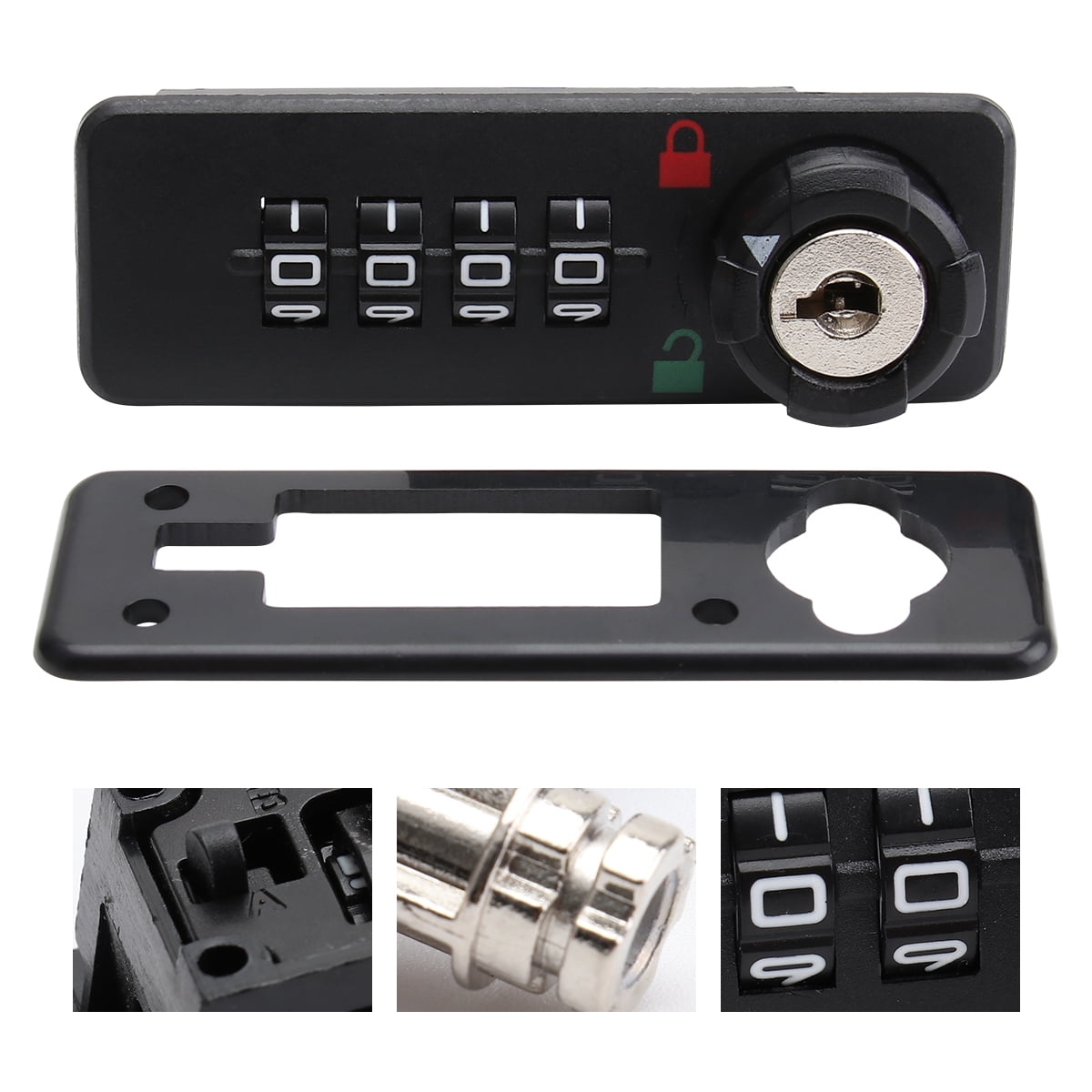OUNONA Black Plastic 4 Combination Lock for Home Use Cabinet Lock ...