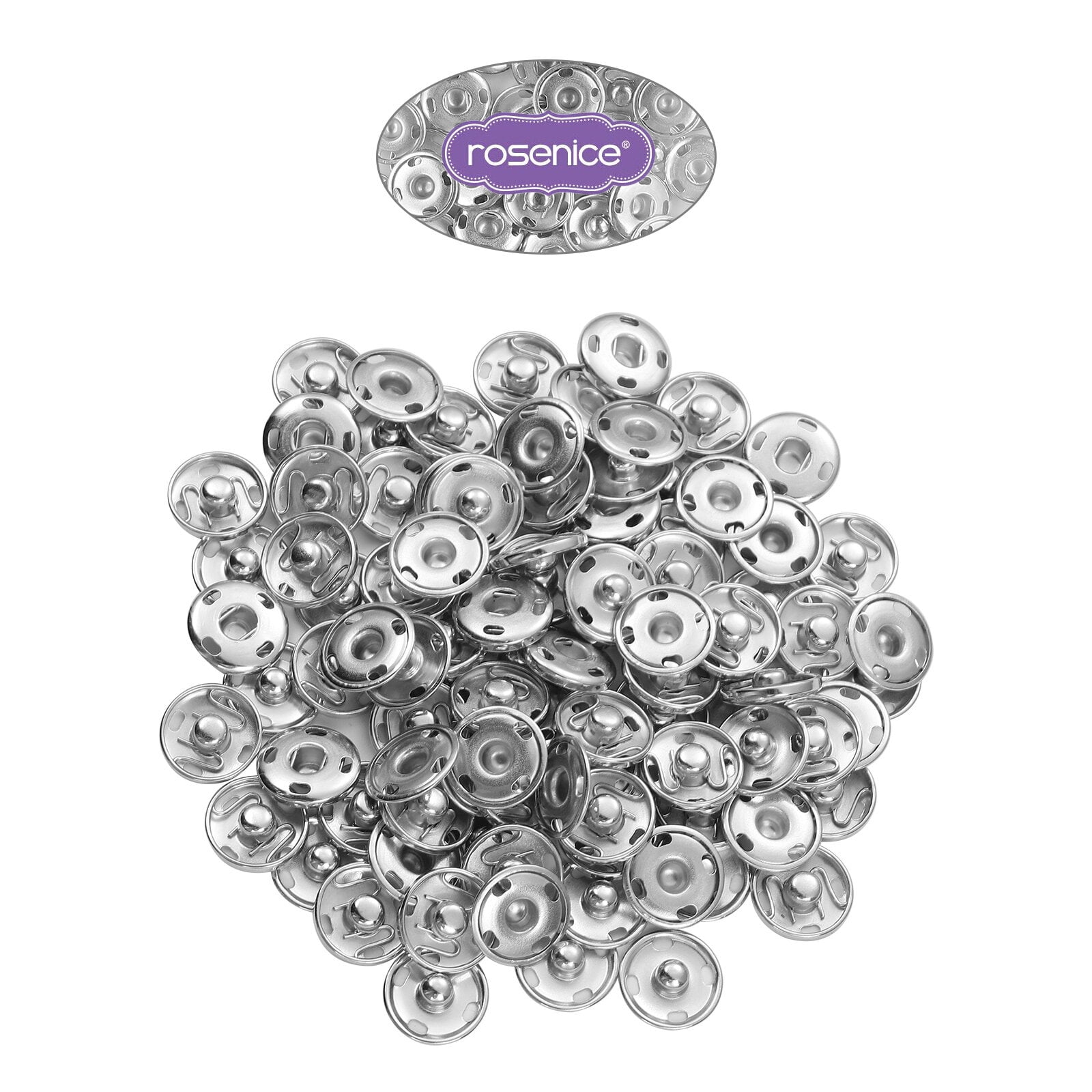 Squalise 50pcs Sew On Snap Buttons Metal Snap Fasteners Press Studs ...