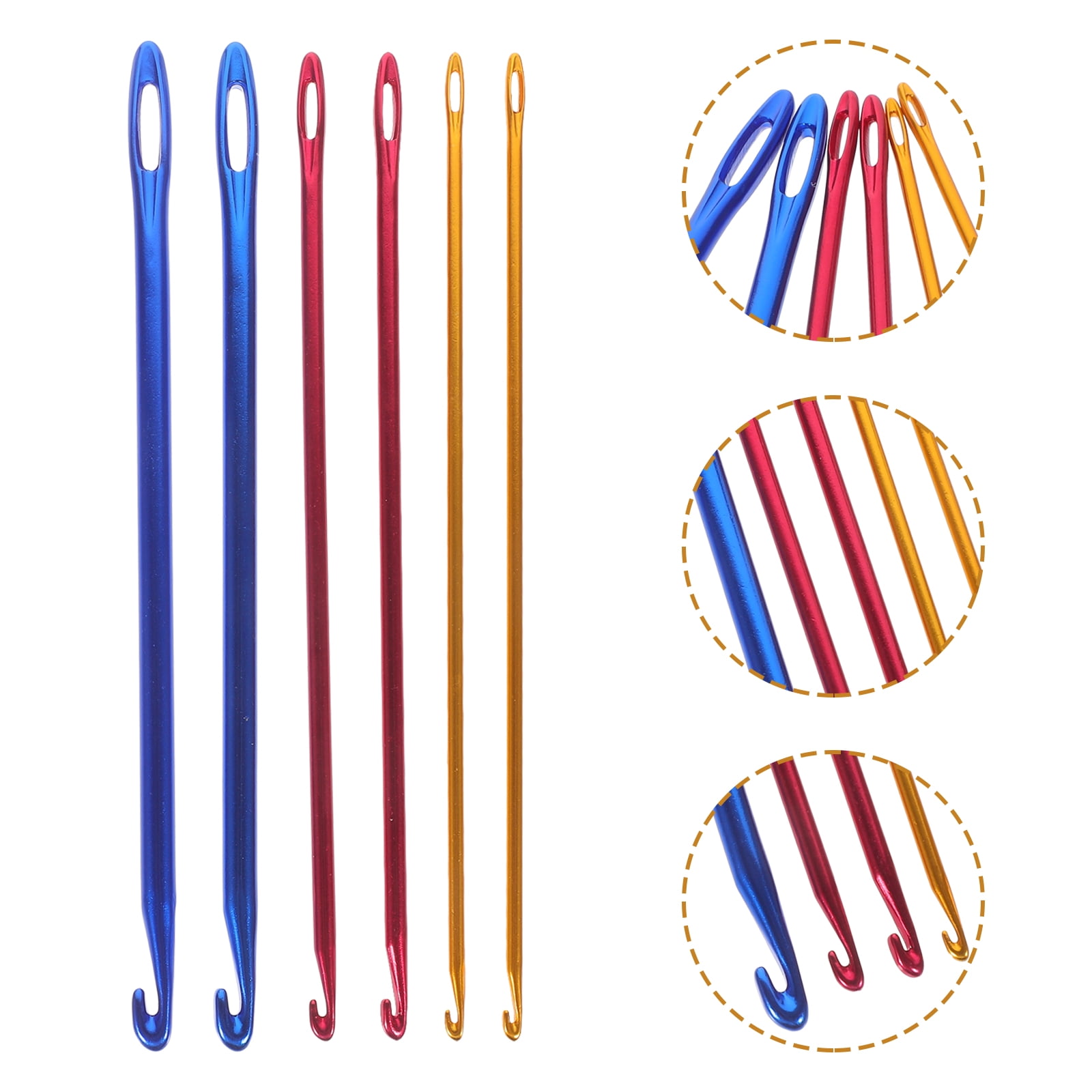 Squalise 6 Pcs Aluminium Large Hole Crochet Needles Weaving Tools ...