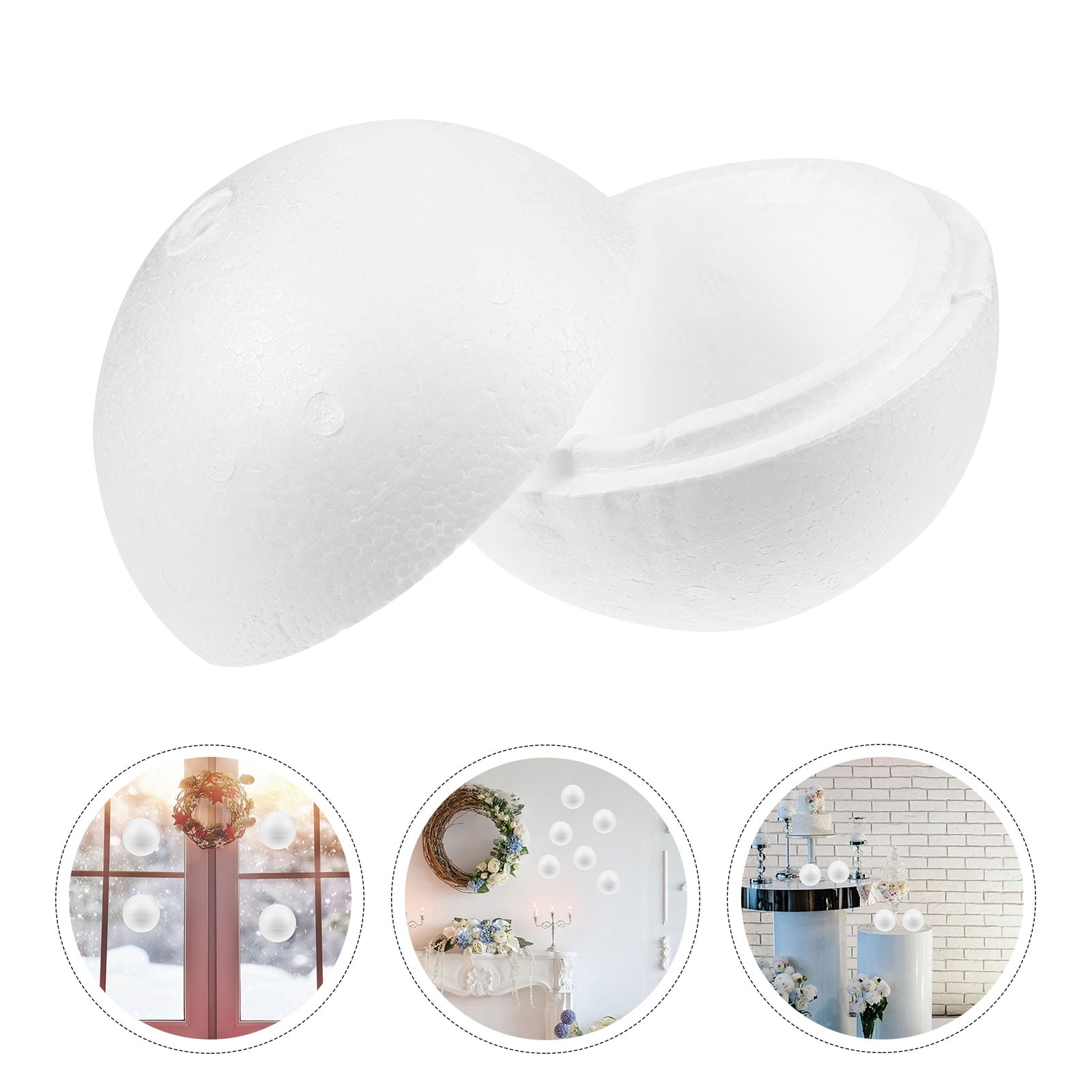 Squalise 6PCS Craft 10CM Polystyrene Smooth Round Hollow Balls White ...