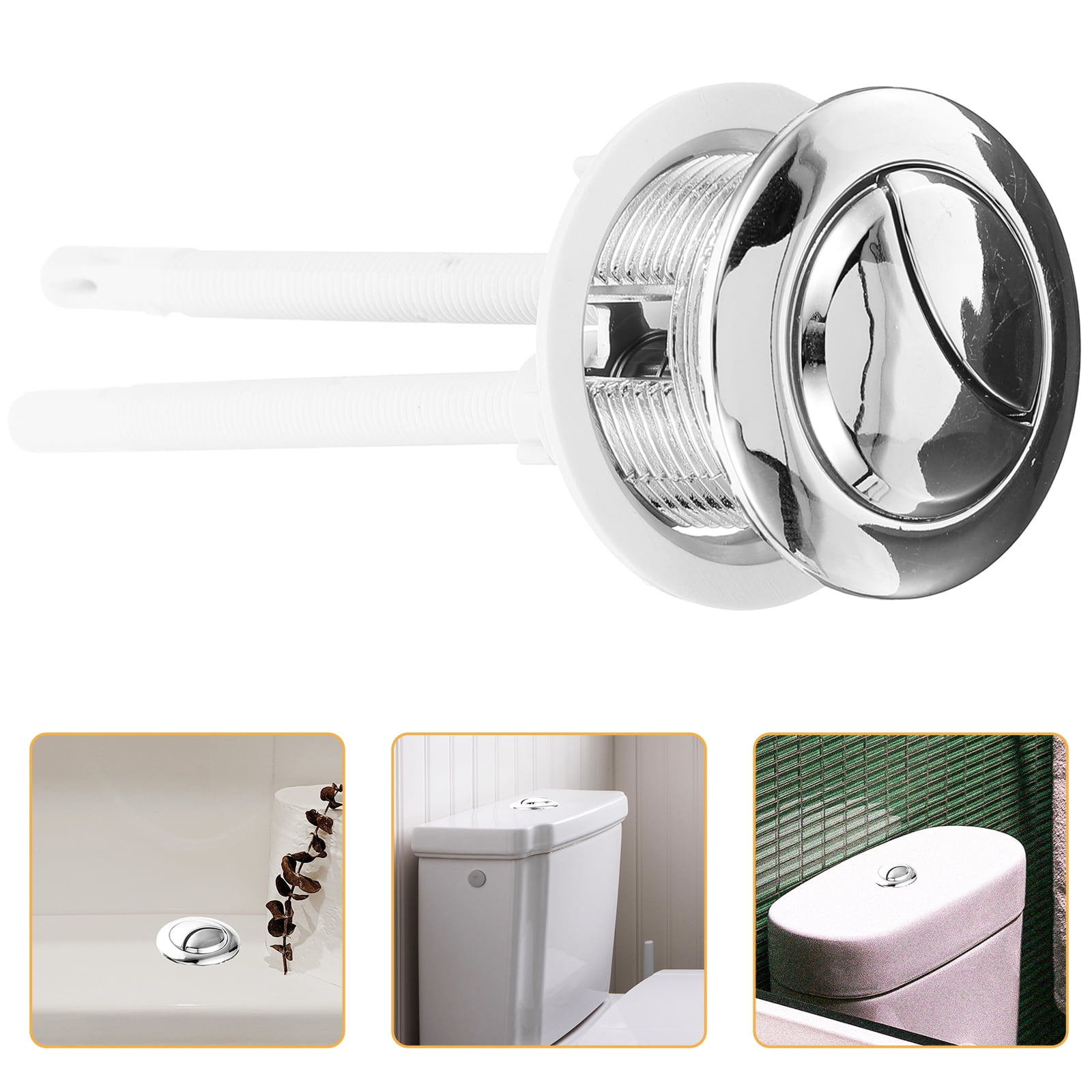 OUNONA Dual Flush Toilet Push Button for 38mm Tank Valve ABS Silver ...