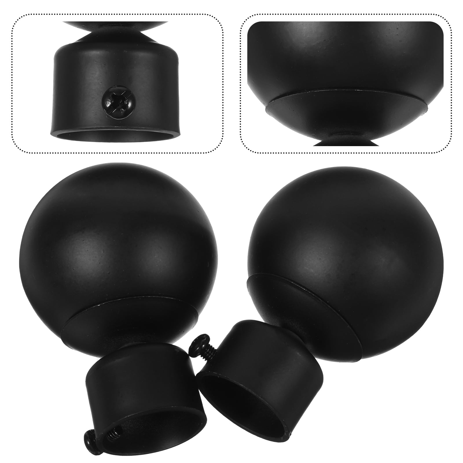 Squalise Black Curtain Rod Finials Drapery Pole Ends 28mm Decorative ...