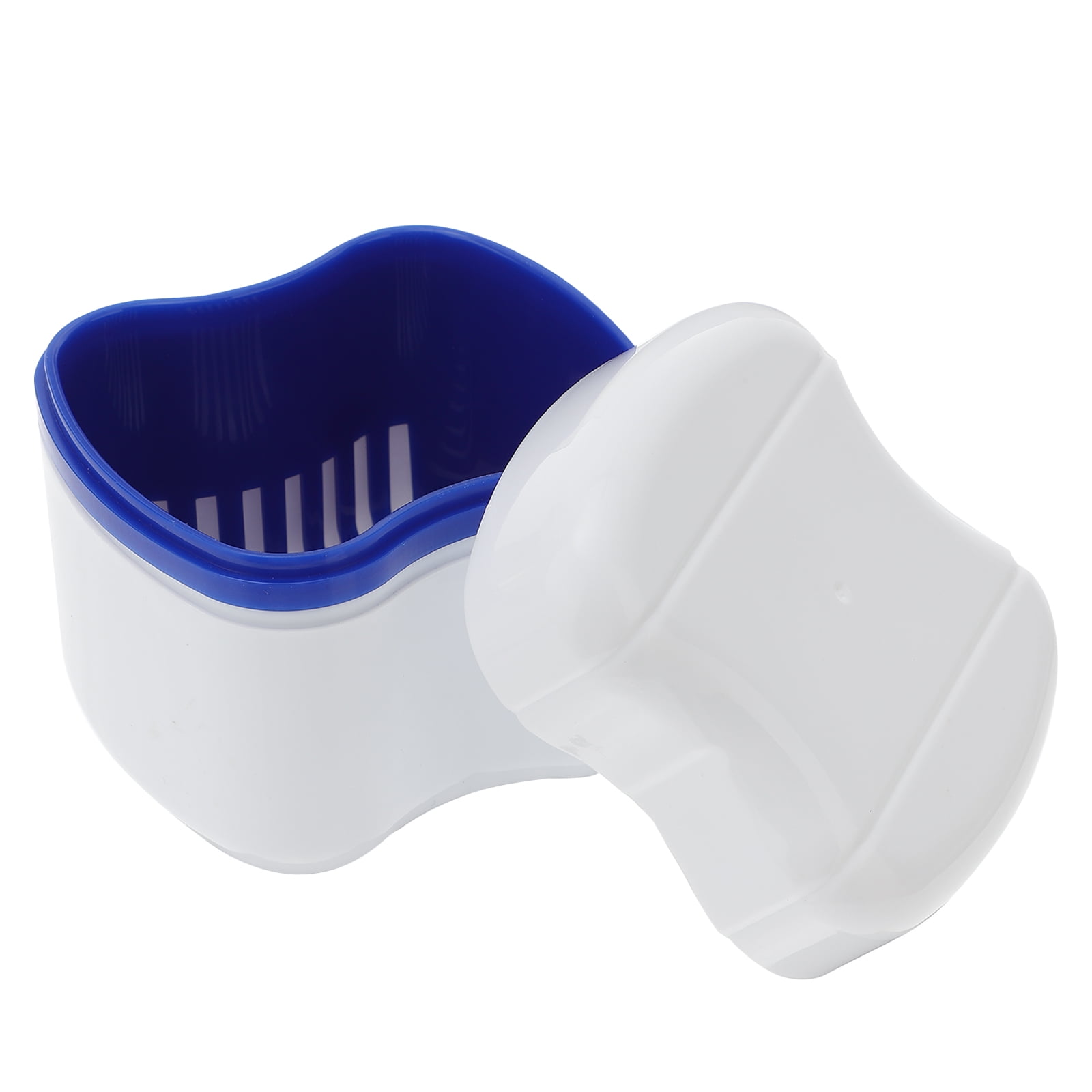 OUNONA Blue Denture Storage Box with Rinsing Basket Made of Safe PP ...
