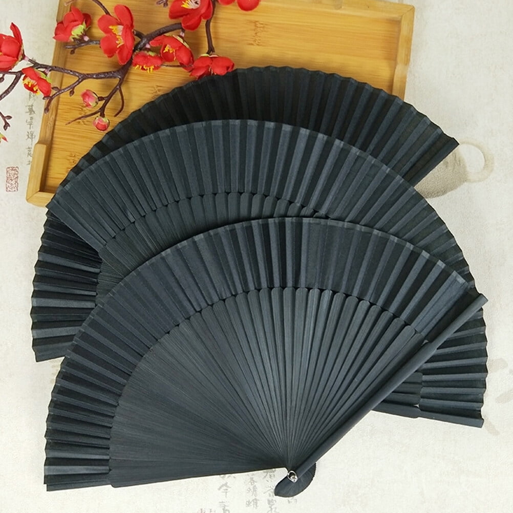 OUNONA Black Hand Fan for Men Use Made of Bamboo and Fabric Sturdy and ...