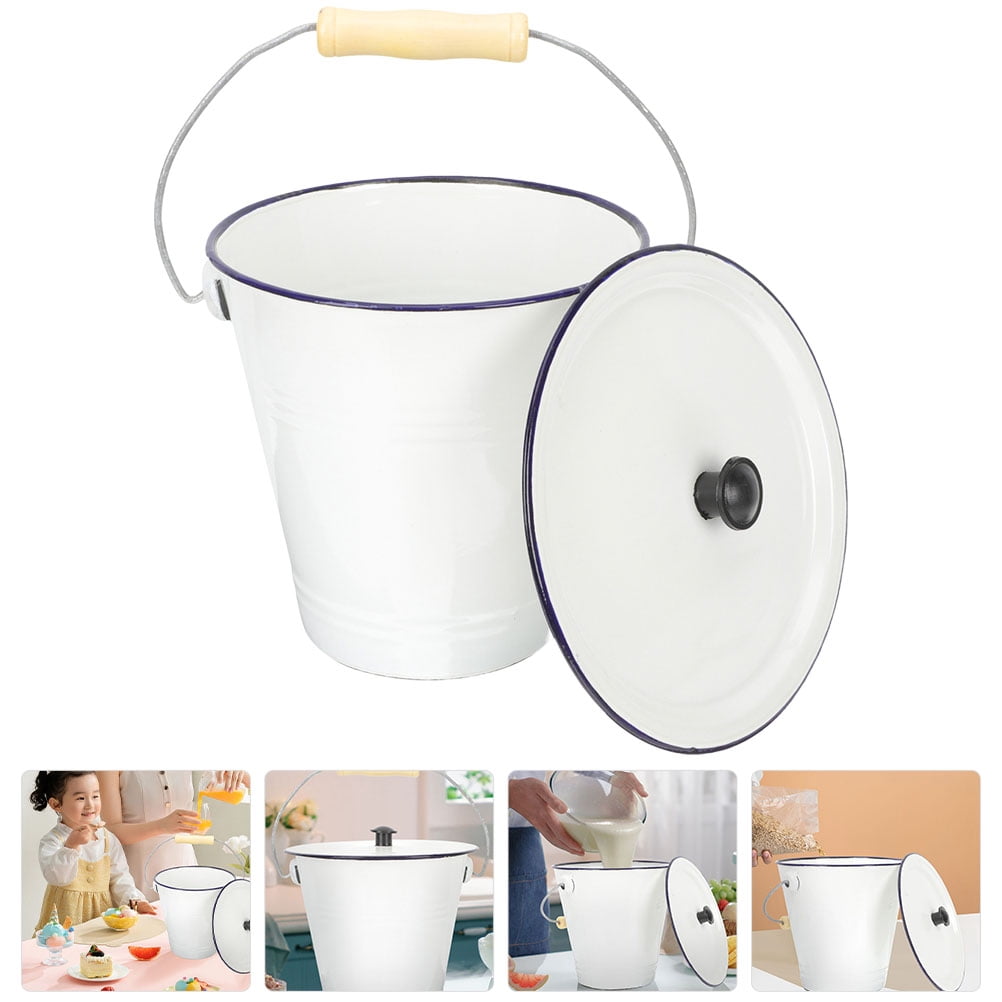 Squalise Household Enamel Bucket Serving Bucket Liquid Container Milk ...