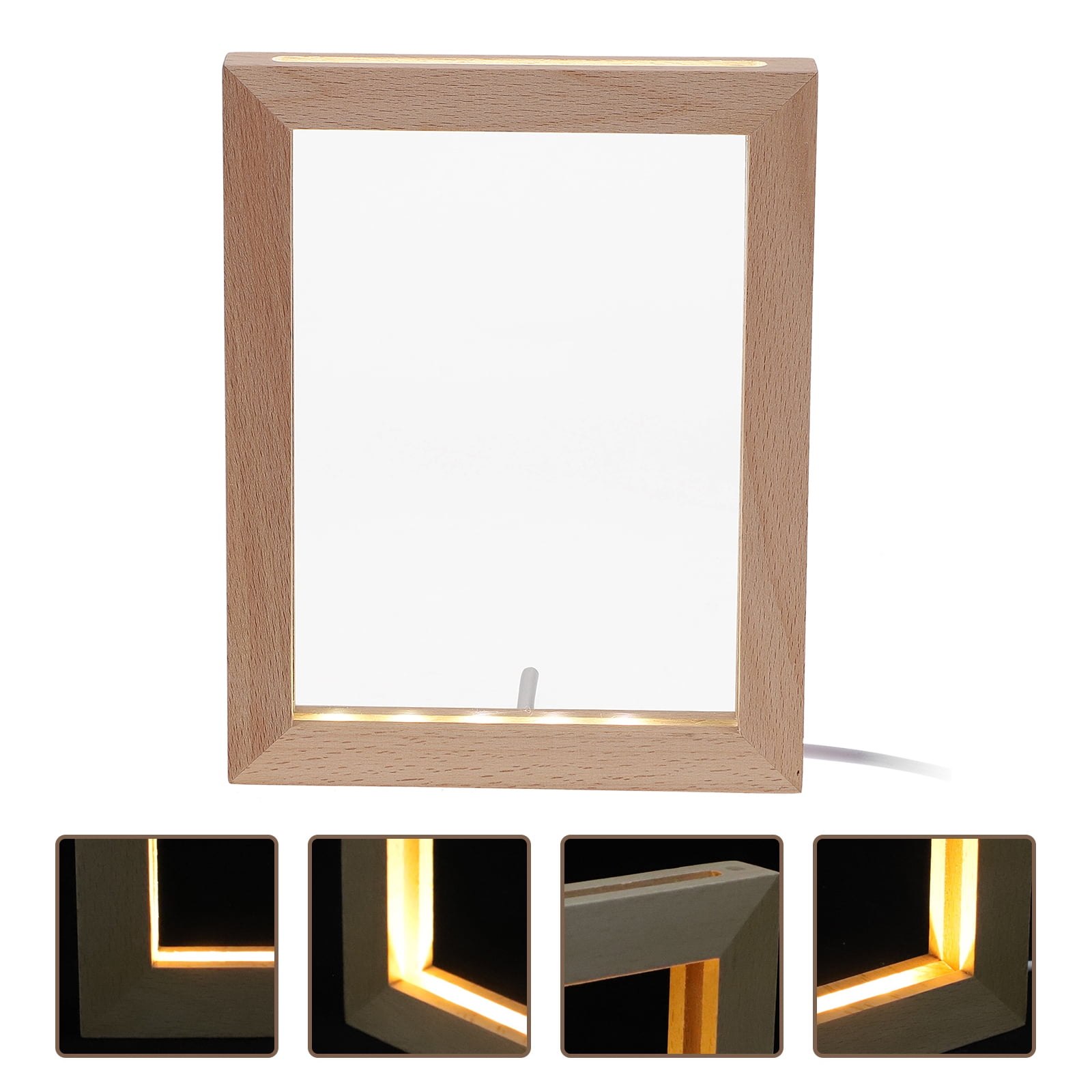 Moluckfu Illuminated Picture Frame Wood Led Lighting Usb Powered ...