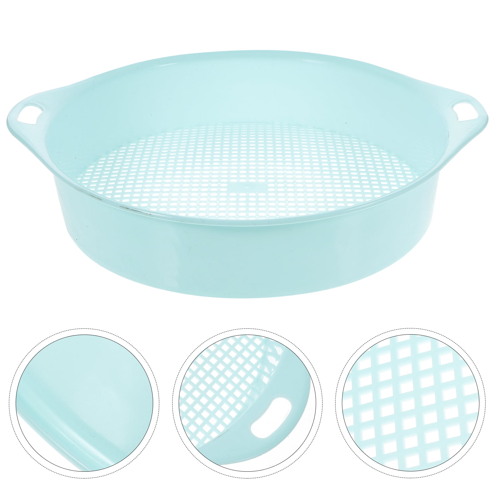 Moluckfu Garden Sieve Blue Plastic 1Pcs 11In Round Handle Design For ...