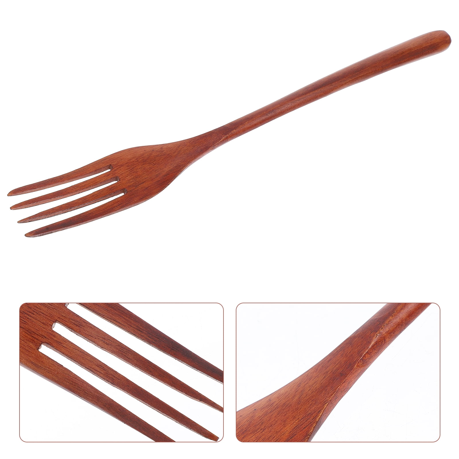 Squalise Wooden Kitchen Utensil Handle Fork for Cooking Mixing and ...