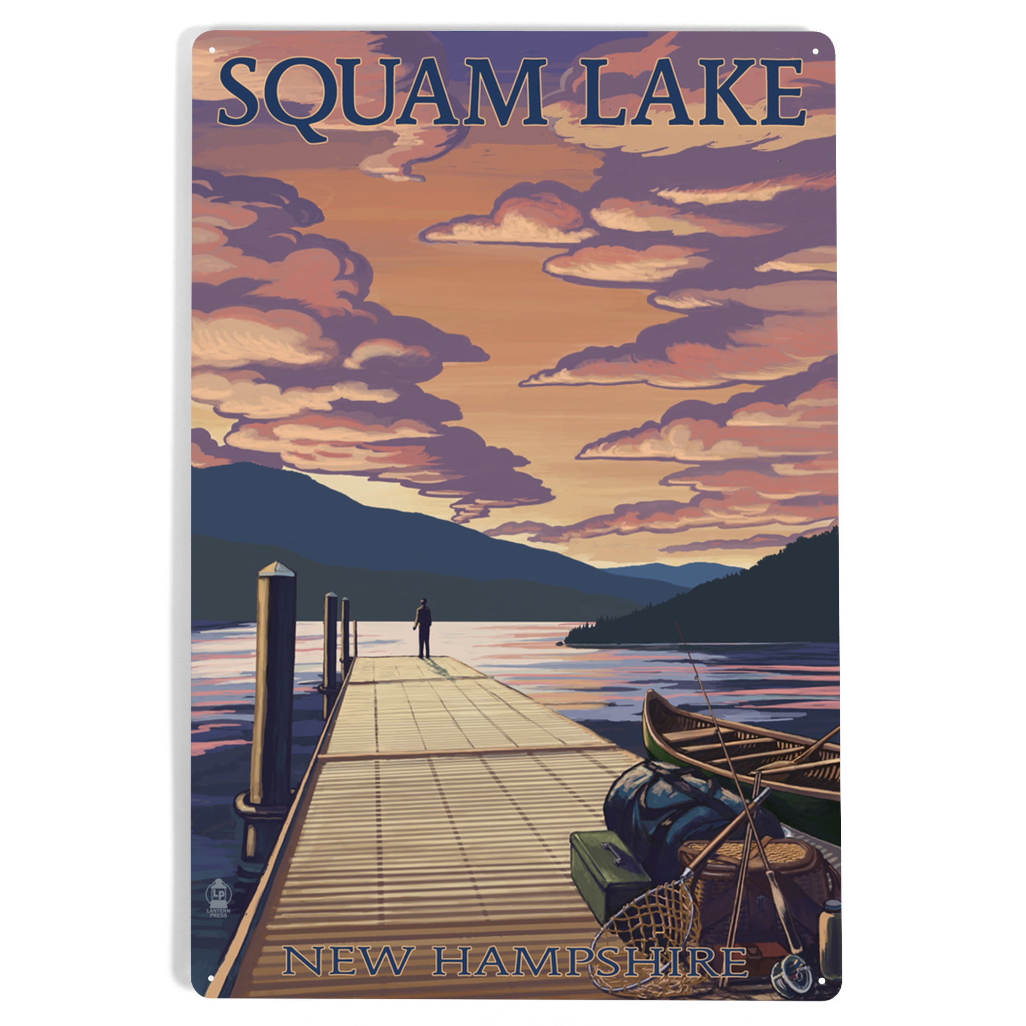 Squam Lake, New Hampshire, Dock and Sunset (12x18 Aluminum Art, Indoor ...