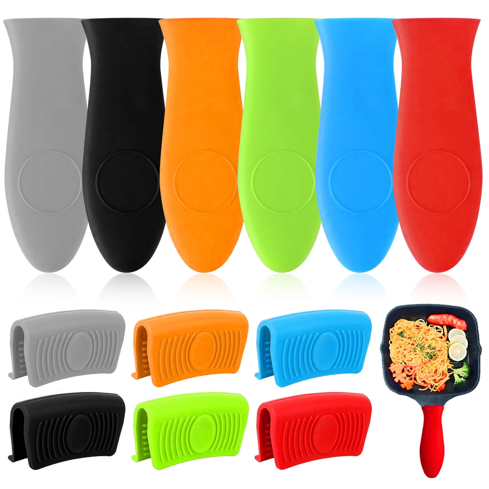 Square 12 Pack Cast Iron Handle Cover,Silicone Hot Handle Holder ...