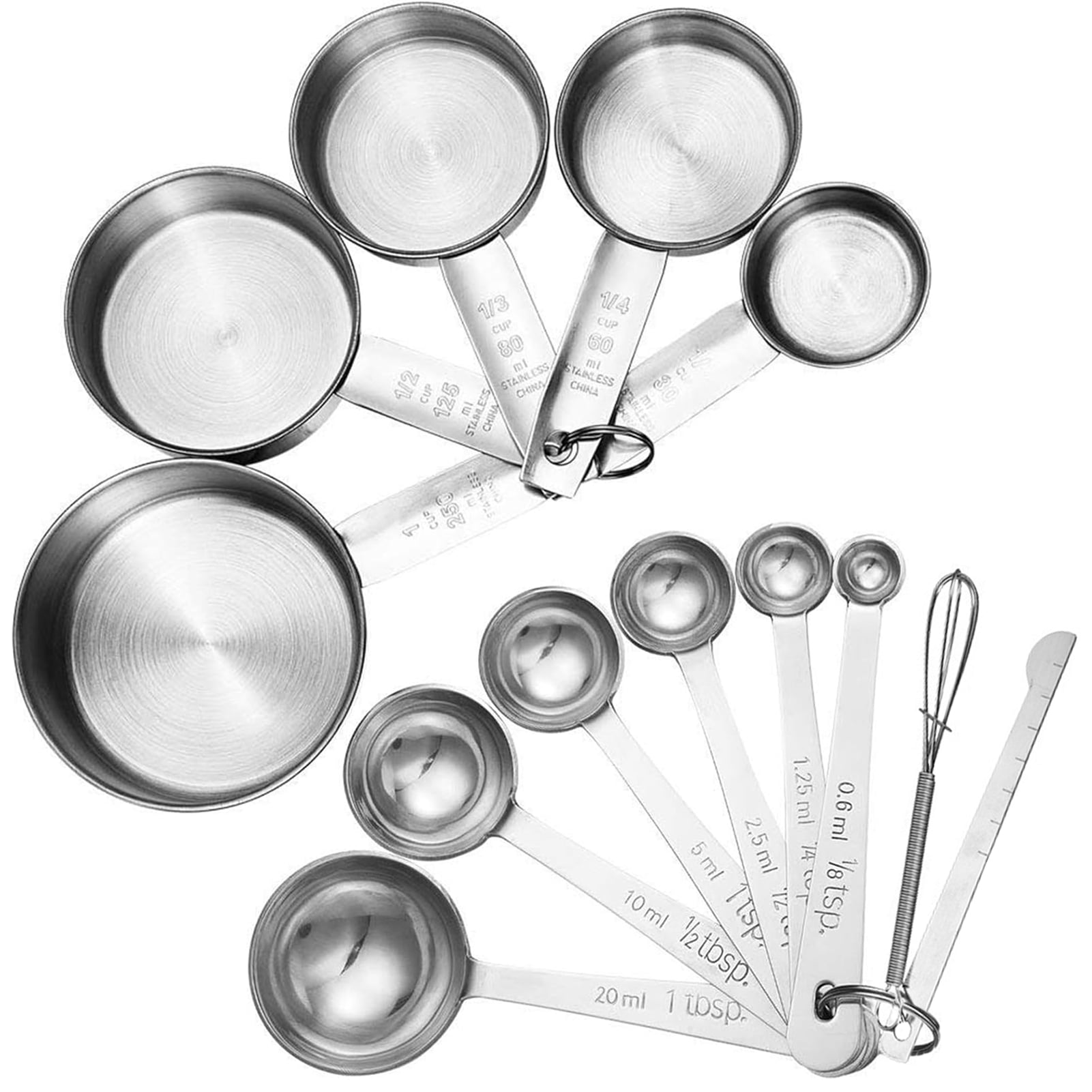 Square 13-Piece Stainless Steel Measuring Cups and Spoons Set, 5 ...