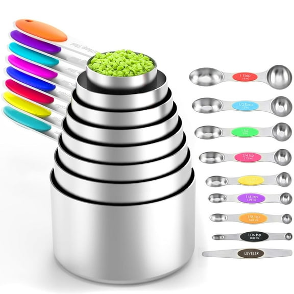 Magnetic Measuring cups and spoons Set, 5 Stainless Steel Magnetic ...