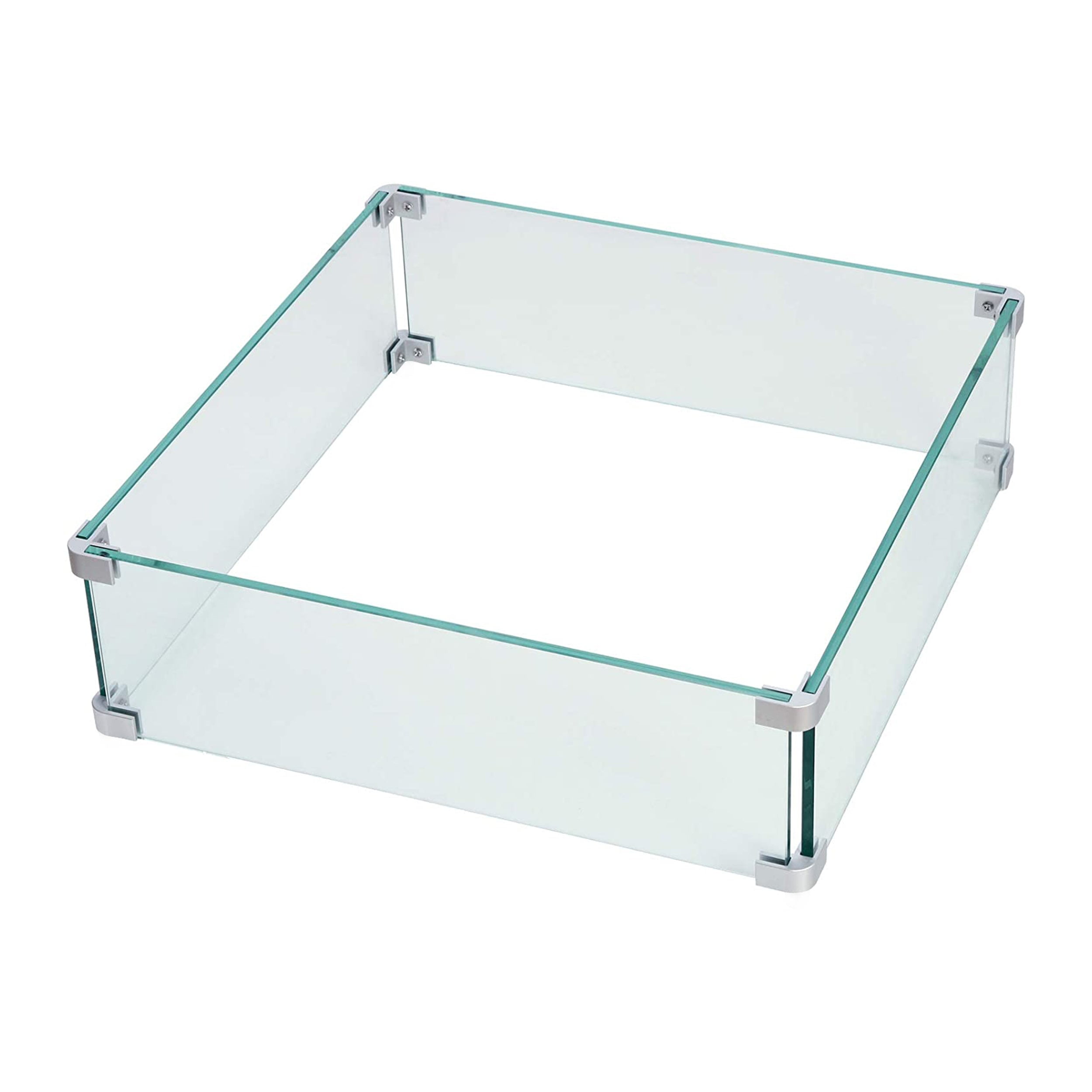 Square 21.8-in X 21.8-in Tempered Glass Fire Table Windshield Flame ...