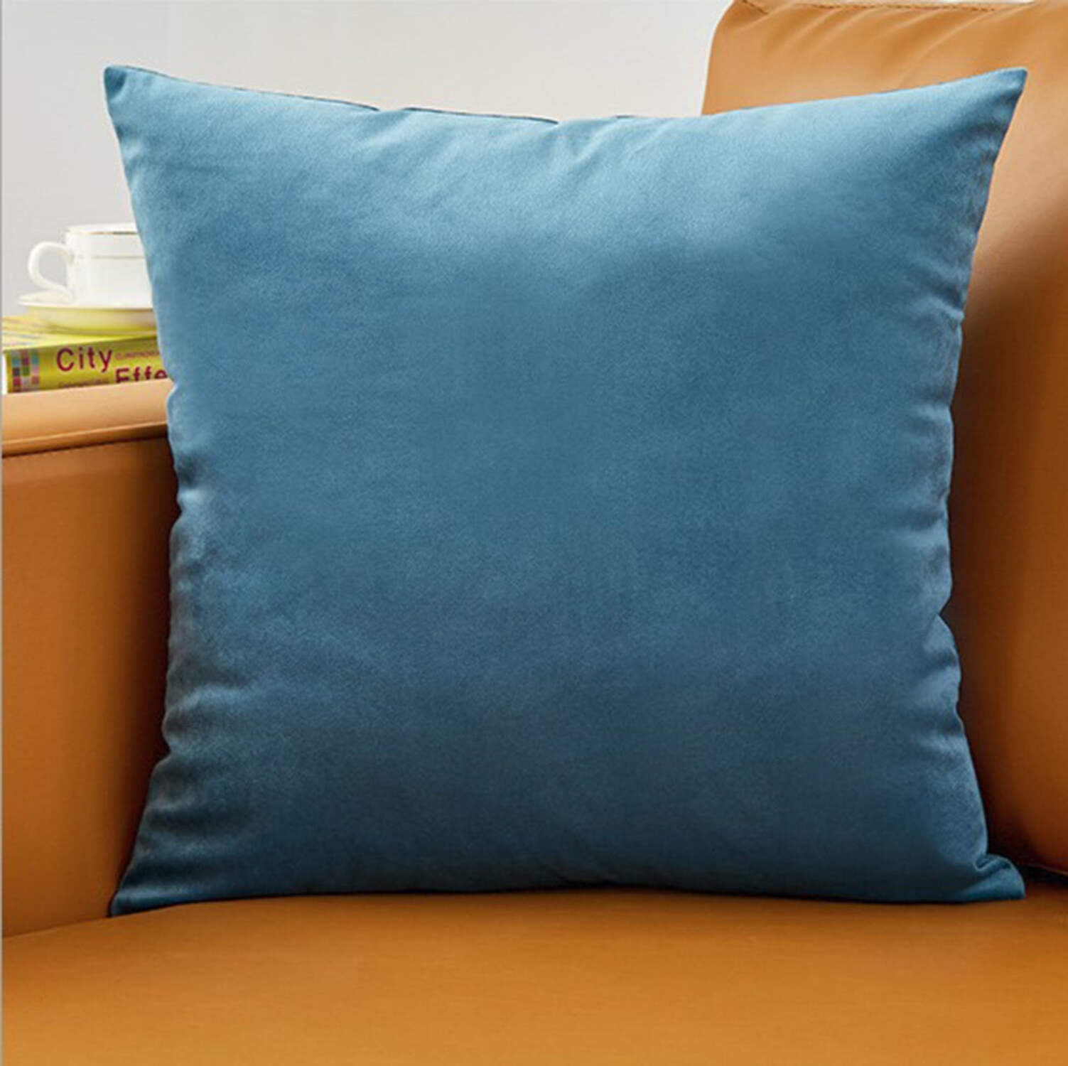 Square 22''x22'' Pack of 2 Velvet Solid Colors Pillow Covers (With or ...