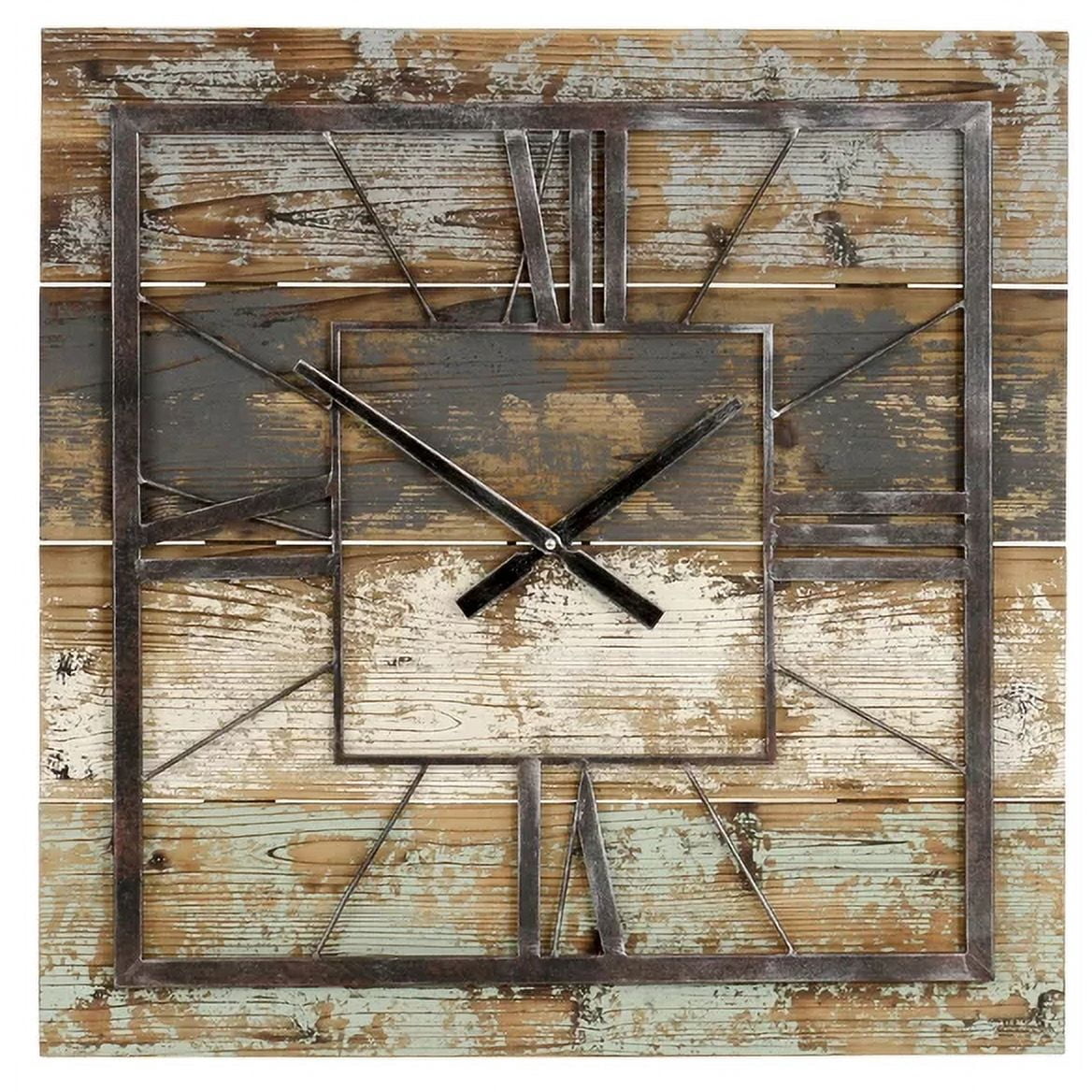 Square 27.5-inch Wood and Metal Wall Clock Industrial Style - Walmart.com