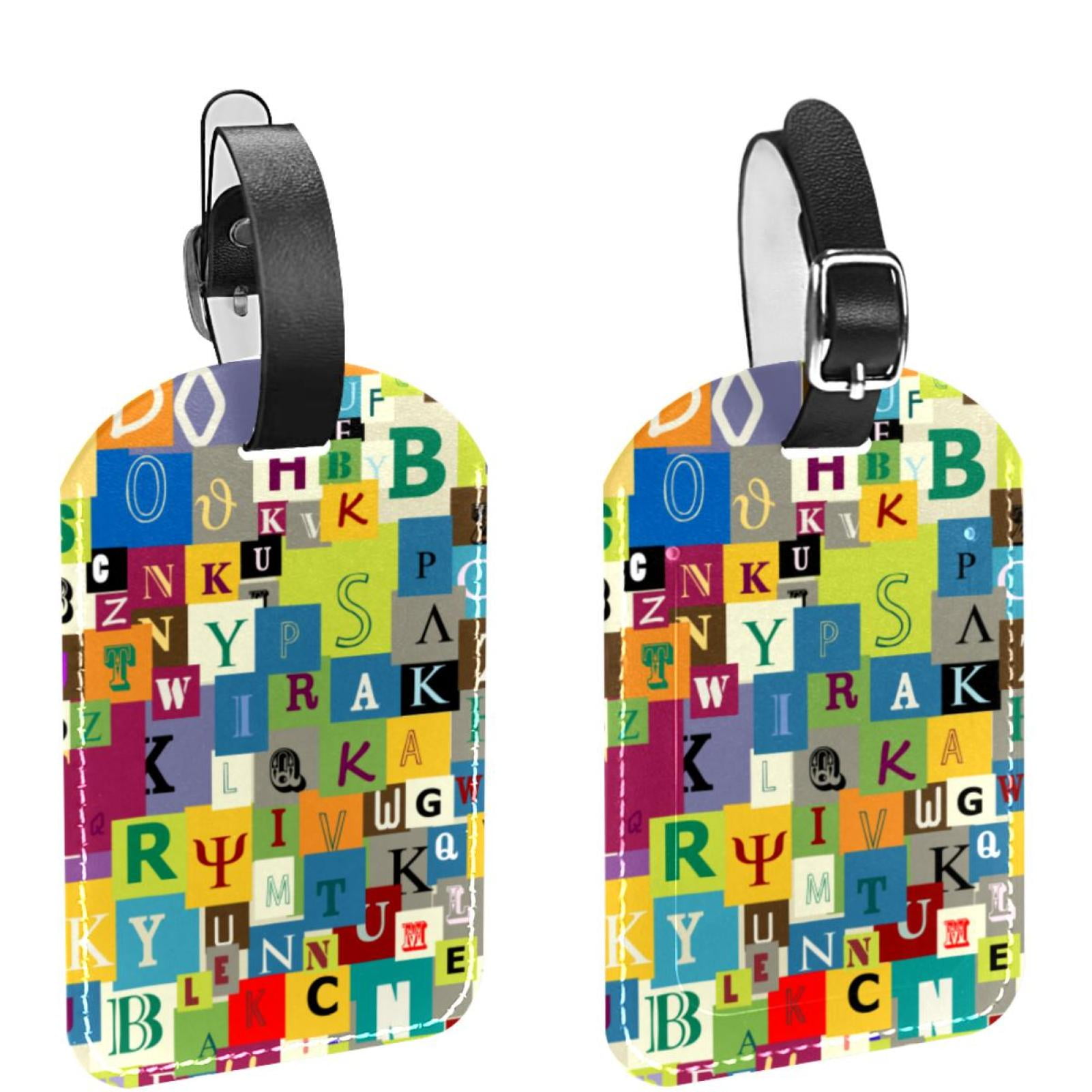 Square 2Pack PU Leather Abstract Letters Cruise Luggage Tag with ...