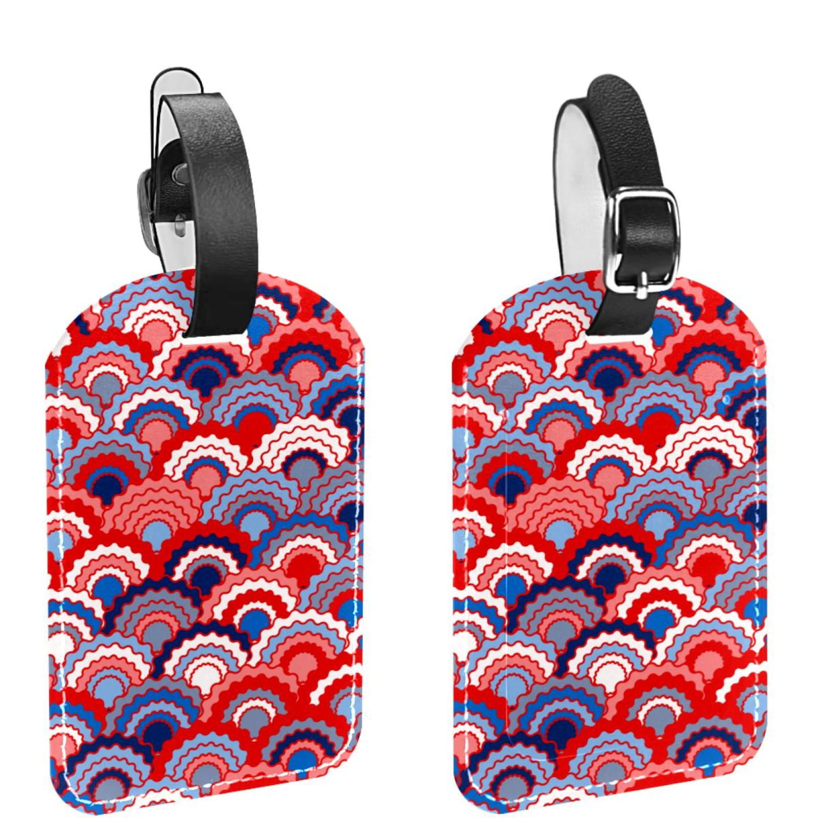 Square 2Pack PU Leather Abstract Scales Cruise Luggage Tag with Privacy ...