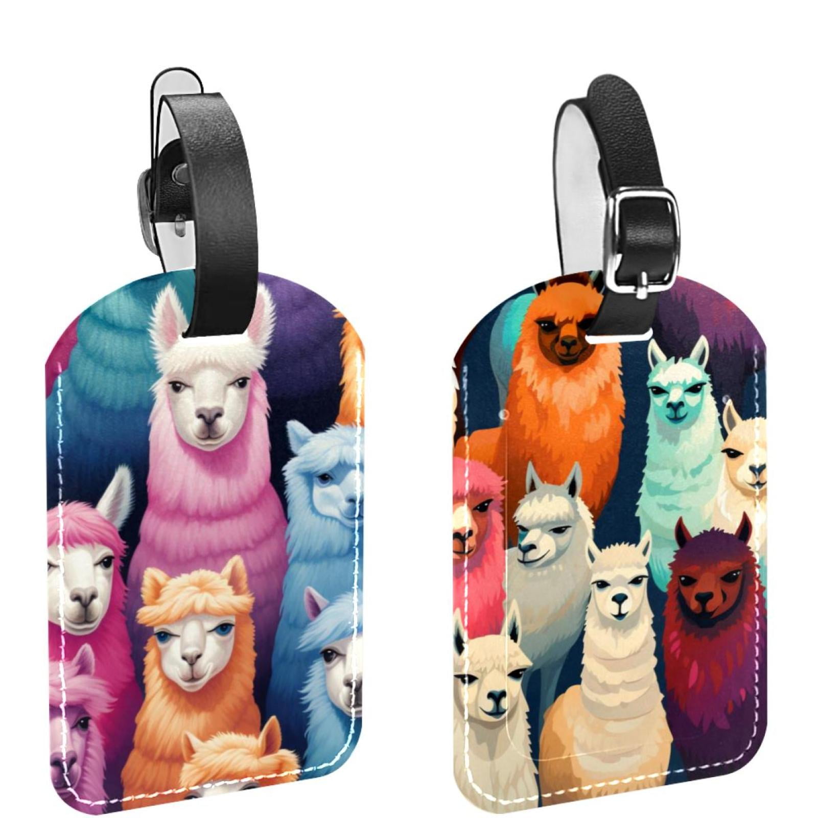 Square 2Pack PU Leather Alpaca Cruise Luggage Tag with Privacy Cover ...