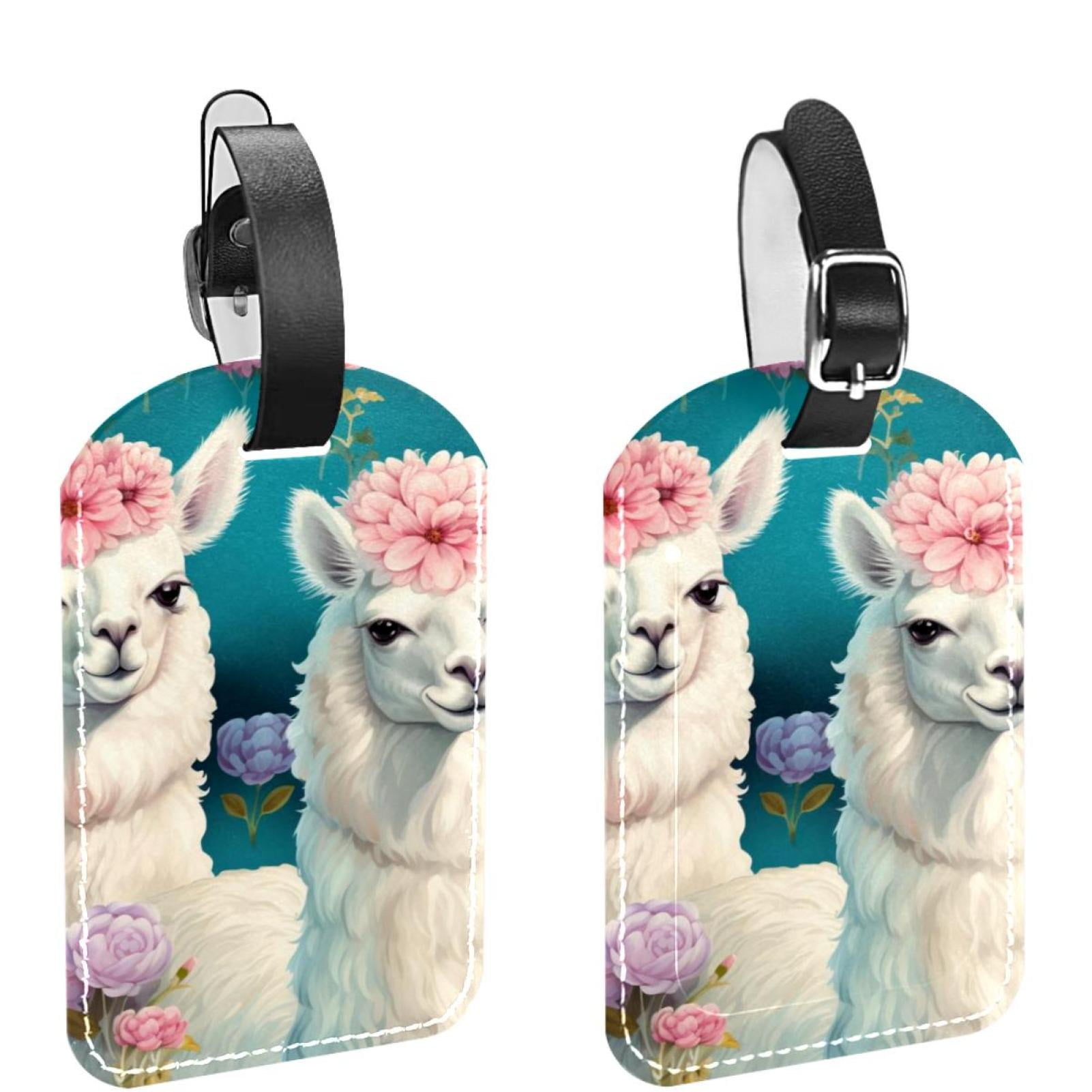 Square 2Pack PU Leather Alpaca Cruise Luggage Tag with Privacy Cover ...